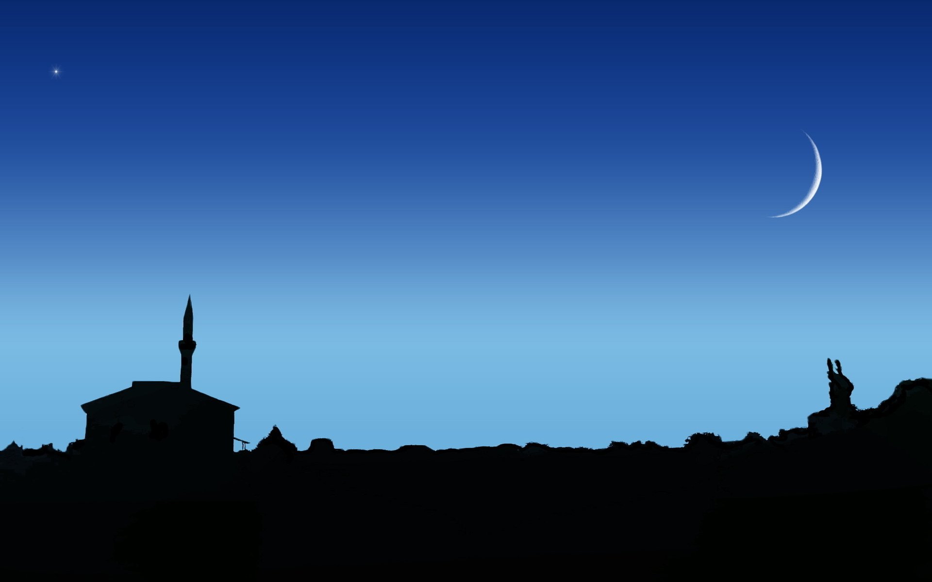 Serene Nightfall: Artistic HD Moonlit Silhouette | 1920x1200 ...