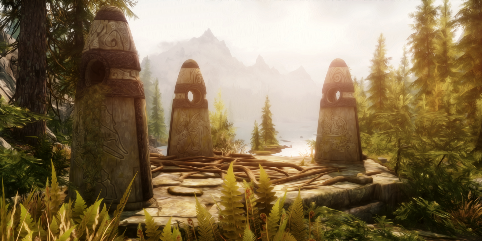 HD Wallpaper of Skyrim: Enigmatic Stone Monuments