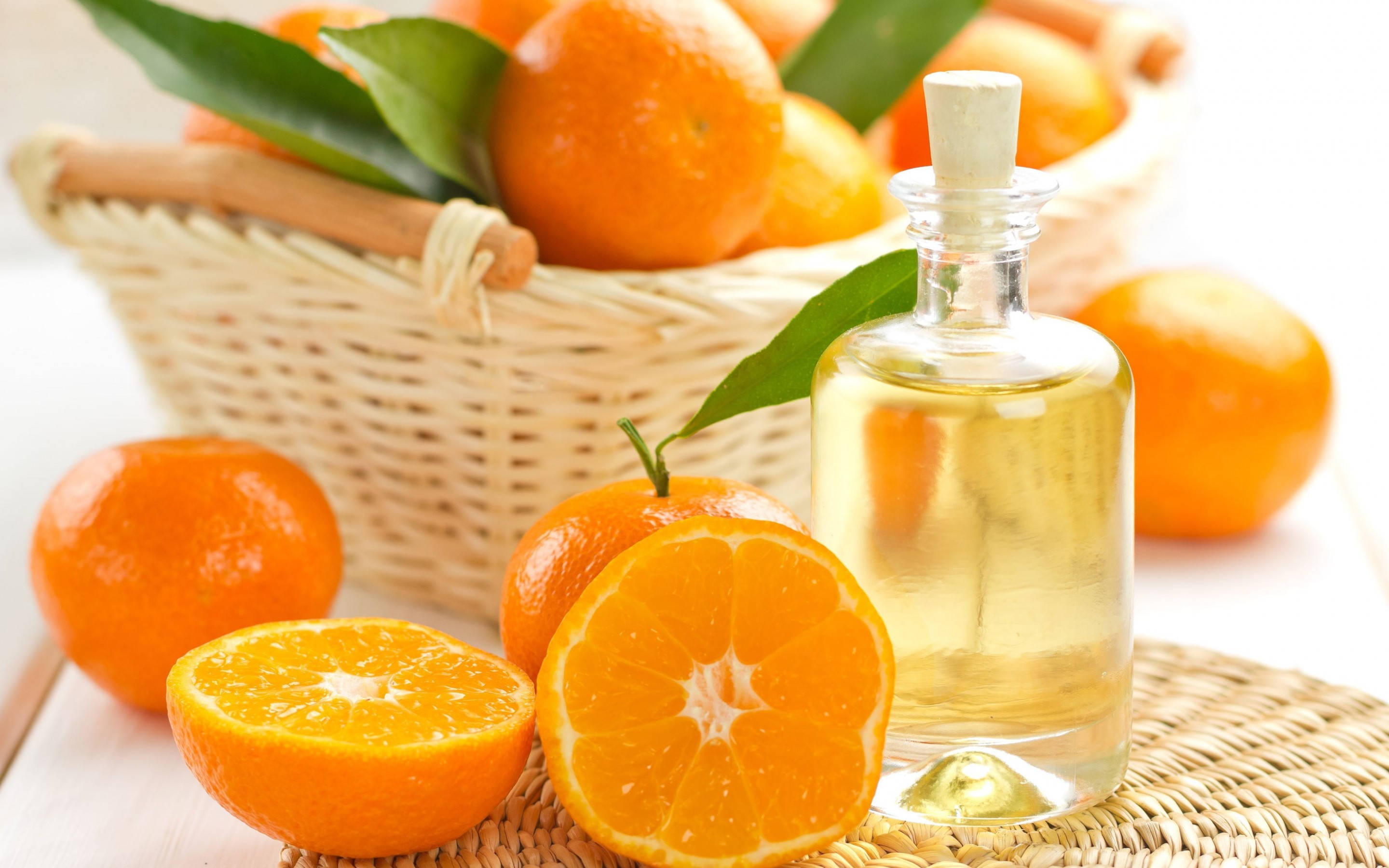 Crisp Citrus Bliss: HD Orange Freshness Wallpaper
