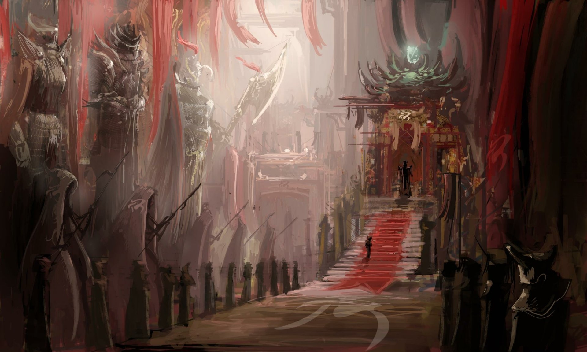 Epic Fantasy Realm: Artistic HD Wallpaper of a Mystical Throne Hall by ...