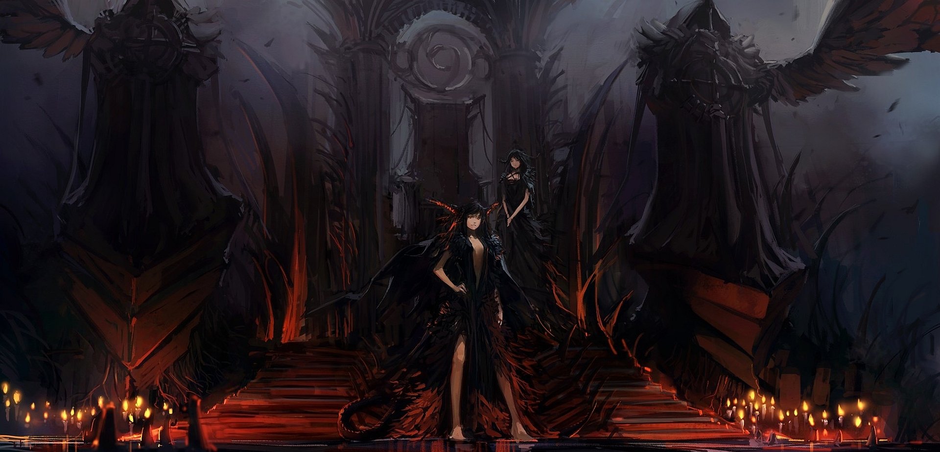Dark Sorcery: A Stunning HD Wallpaper of Fantasy and Demons