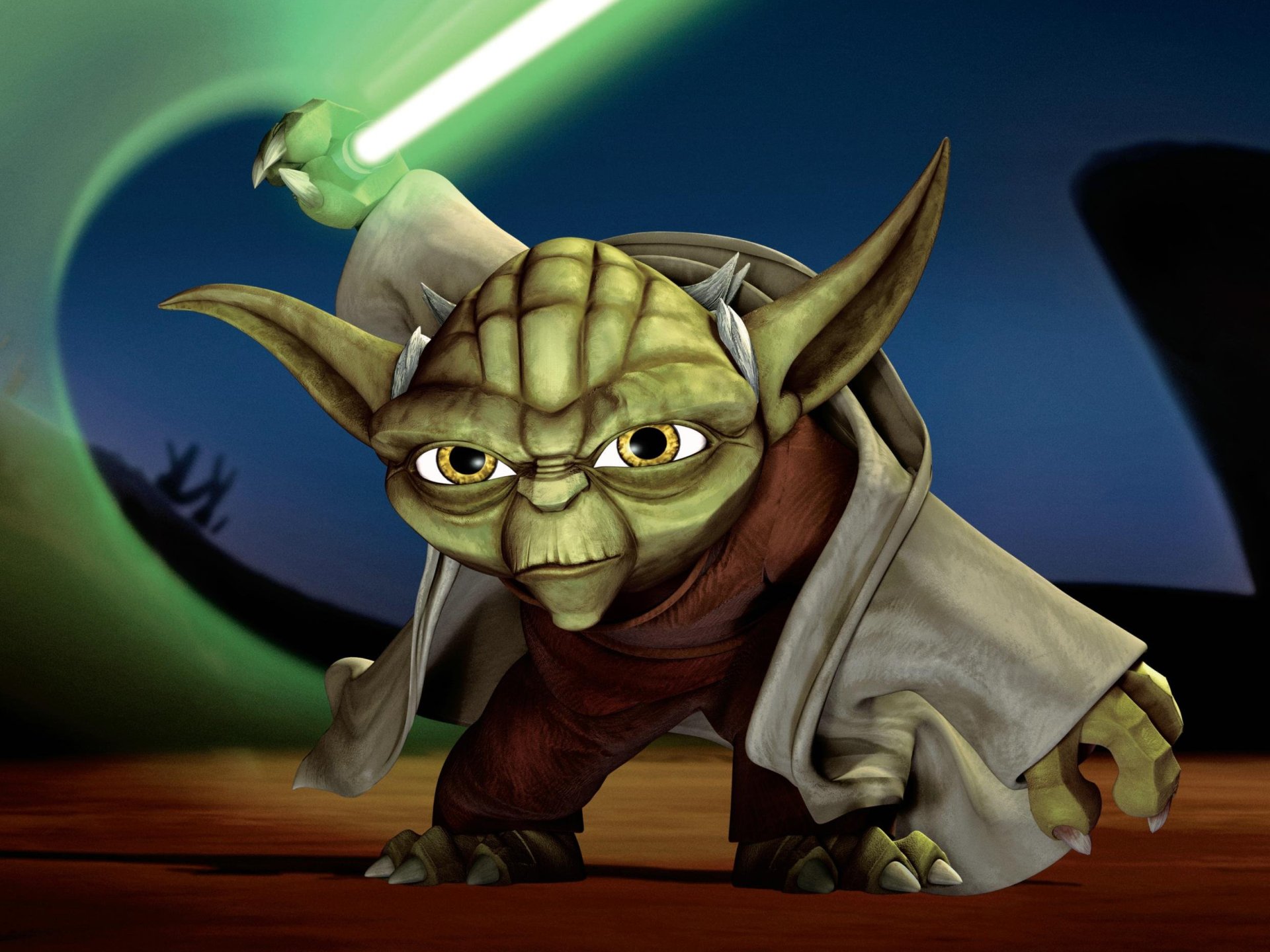 Star Wars: The Clone Wars HD – Legendary Yoda in Action Wallpaper