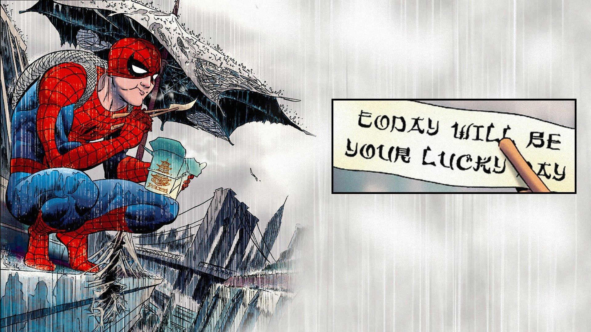 Spider-Man Comic Splash: HD Wallpaper Action in the Rain | 1920x1080 ...