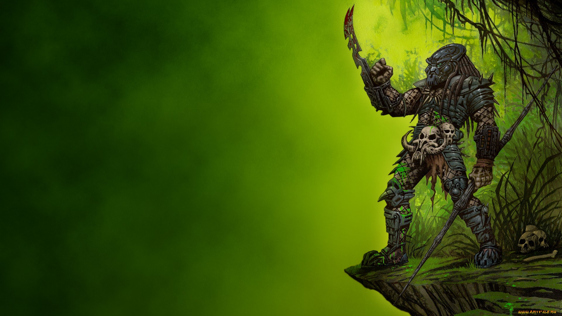 HD Sci-Fi Predator Wallpaper: Alien Hunter in the Jungle