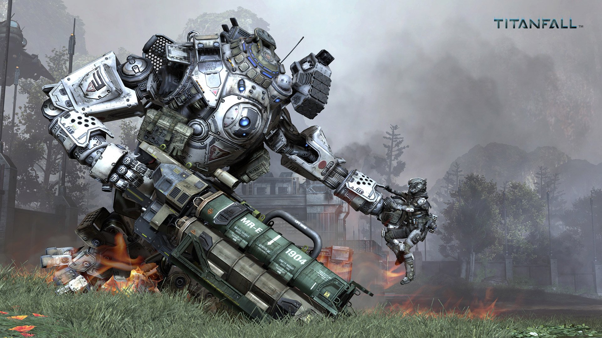 Titanfall HD Wallpaper: Epic Mech Battle in the Video Game Universe