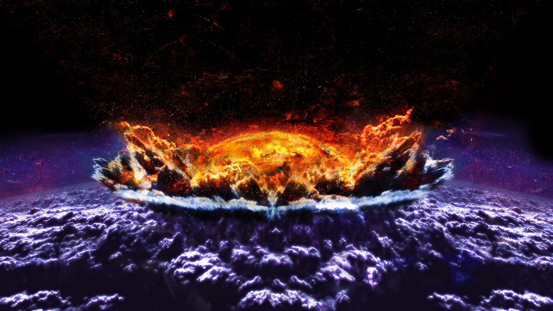 Download Earth Space Sci Fi Collision HD Wallpaper