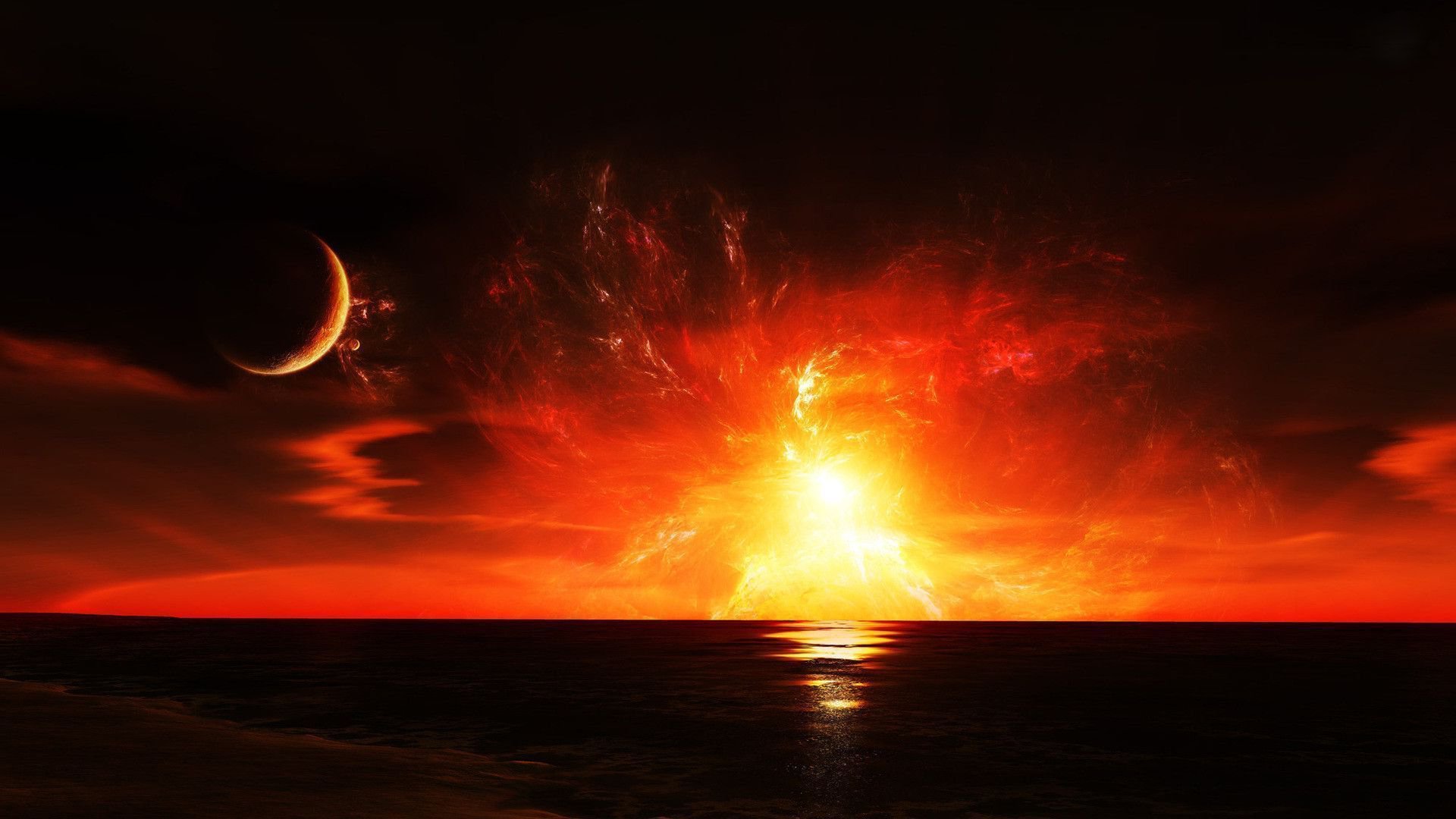 Download Beach Sci Fi Landscape HD Wallpaper