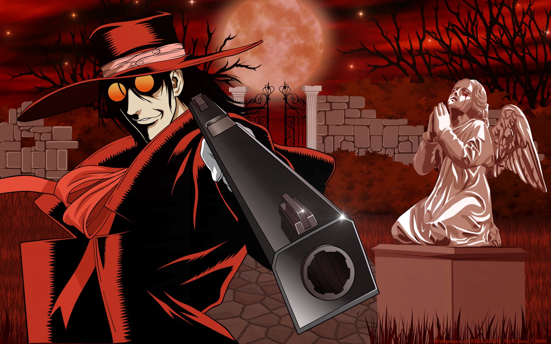 Hellsing Anime HD Wallpaper: Crimson Night Showdown