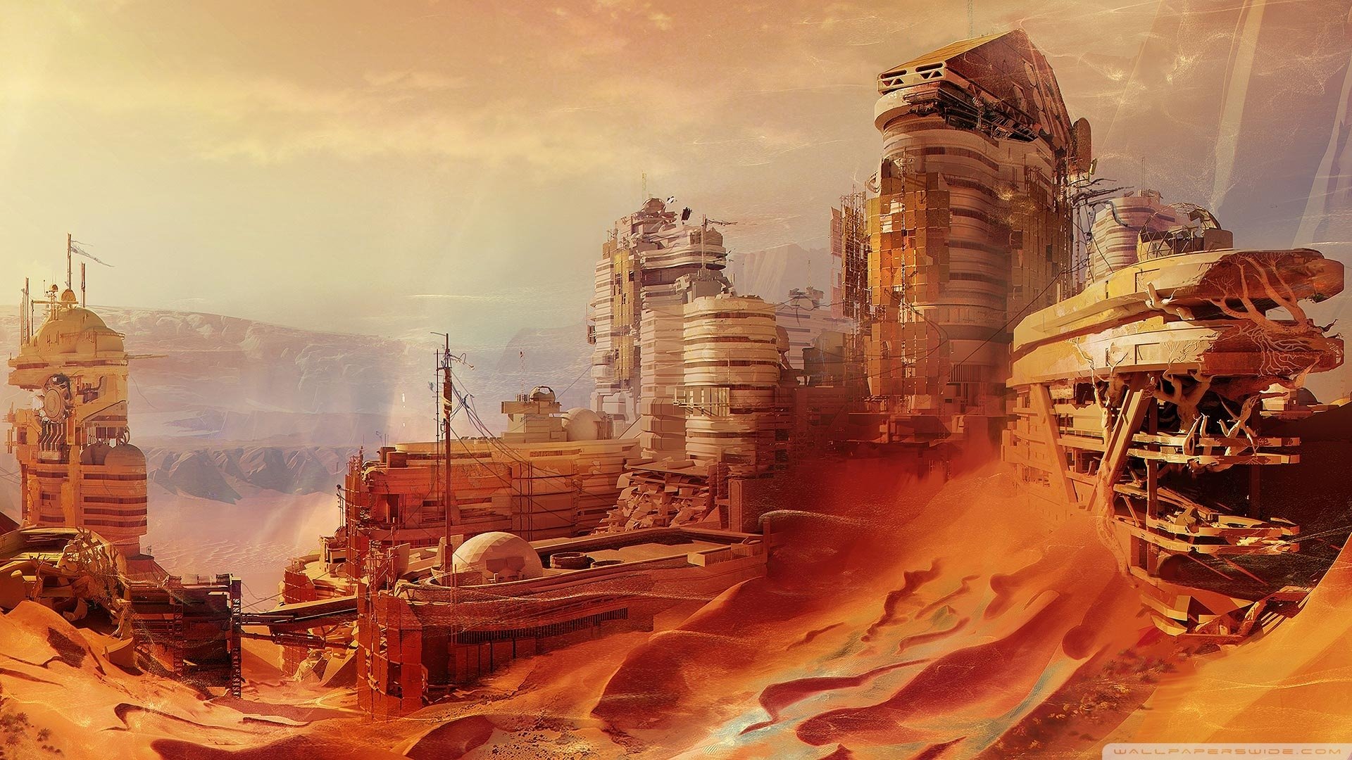 Destiny HD Wallpaper: Futuristic Desert Cityscape from the Video Game
