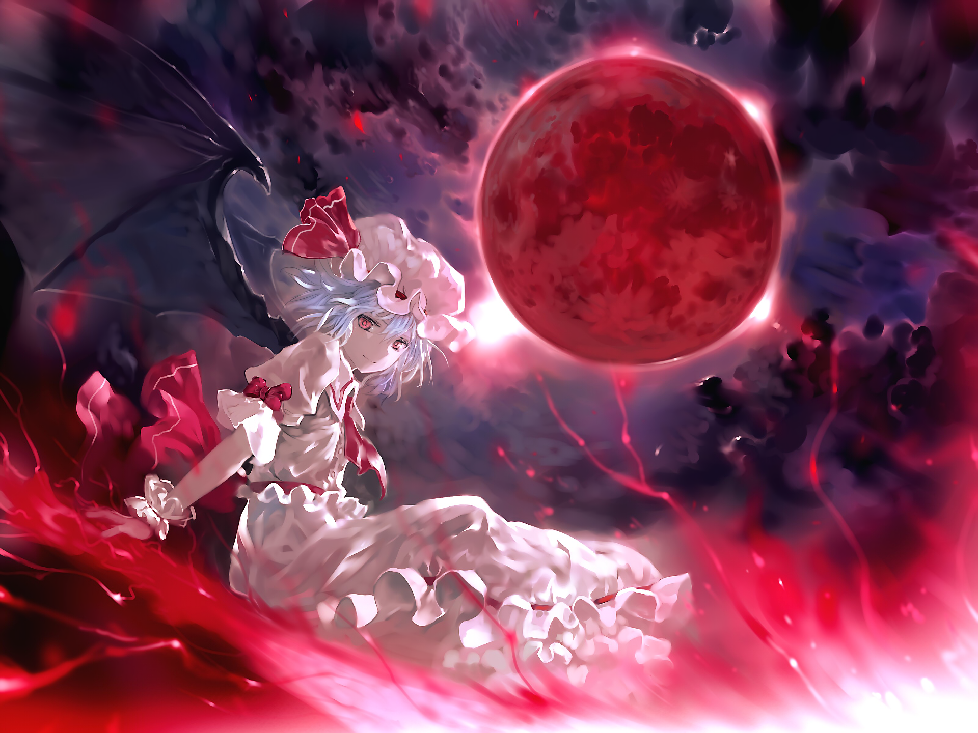 Remilia Scarlet HD Wallpaper: Enigmatic Beauty of Touhou by biyonbiyon