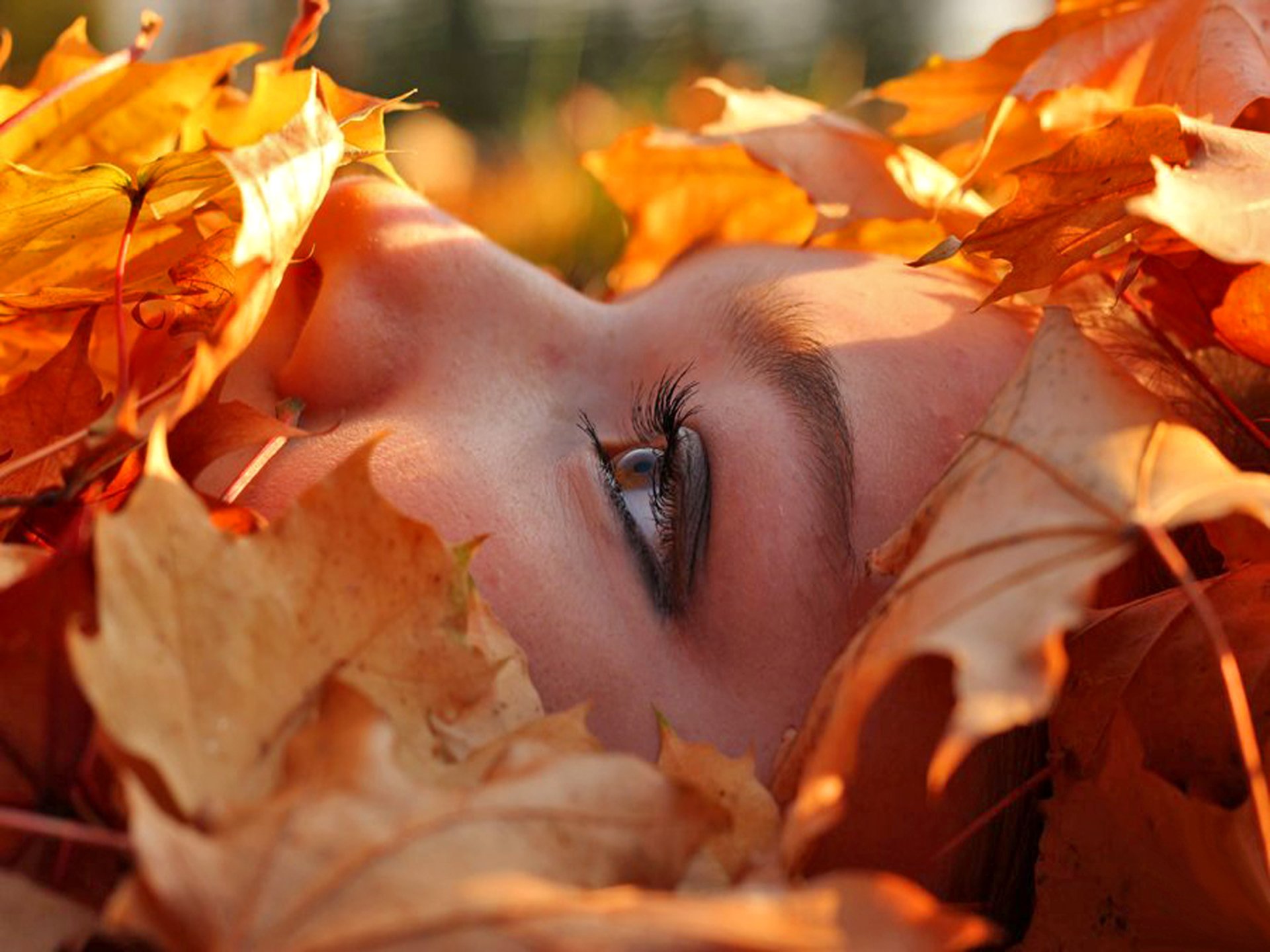 Autumn Glow: Serene Woman's Face in HD Elegance | 2048x1536 | Wallpaper ...