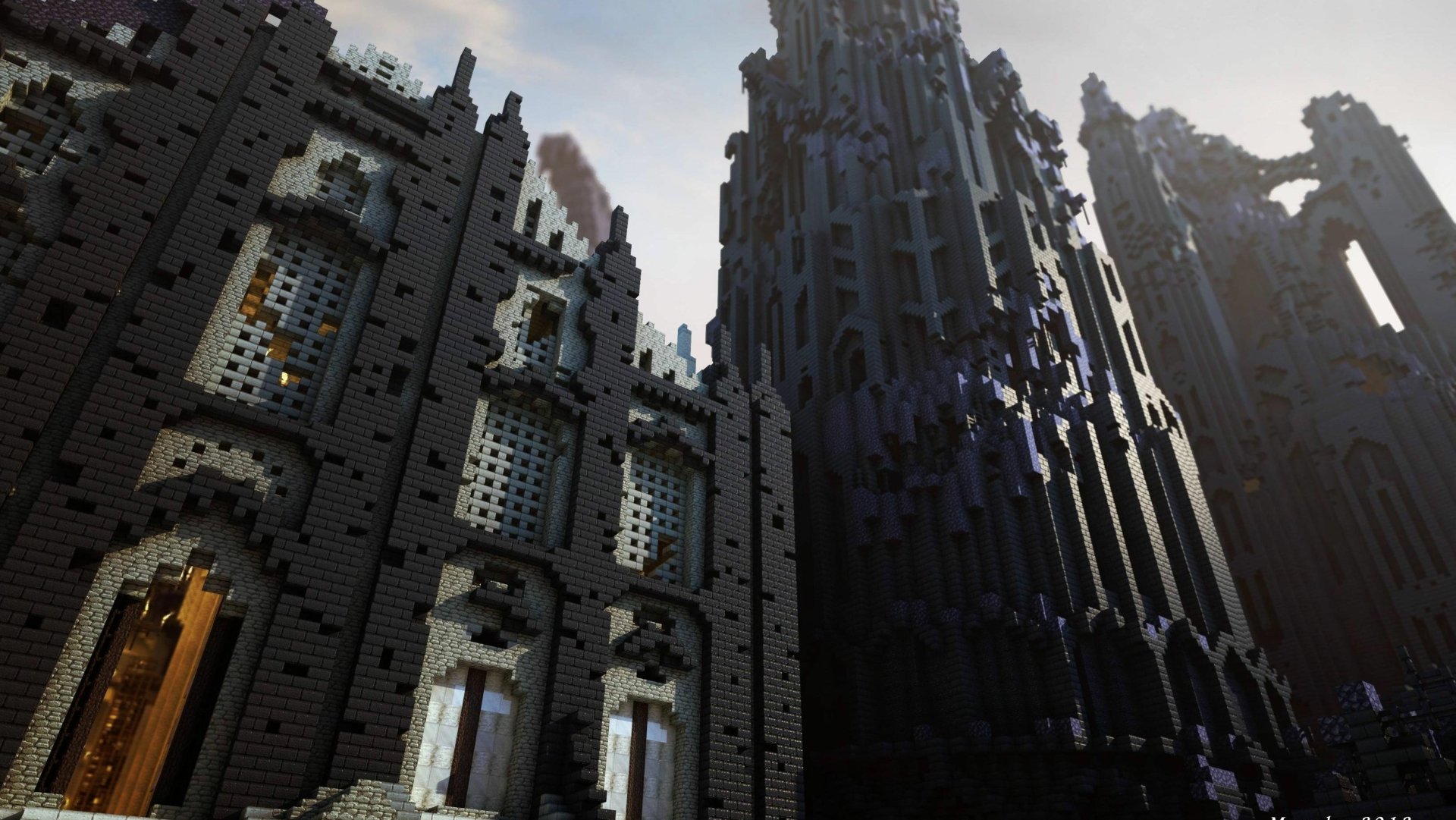 Minecraft Gothic Towers HD Wallpaper