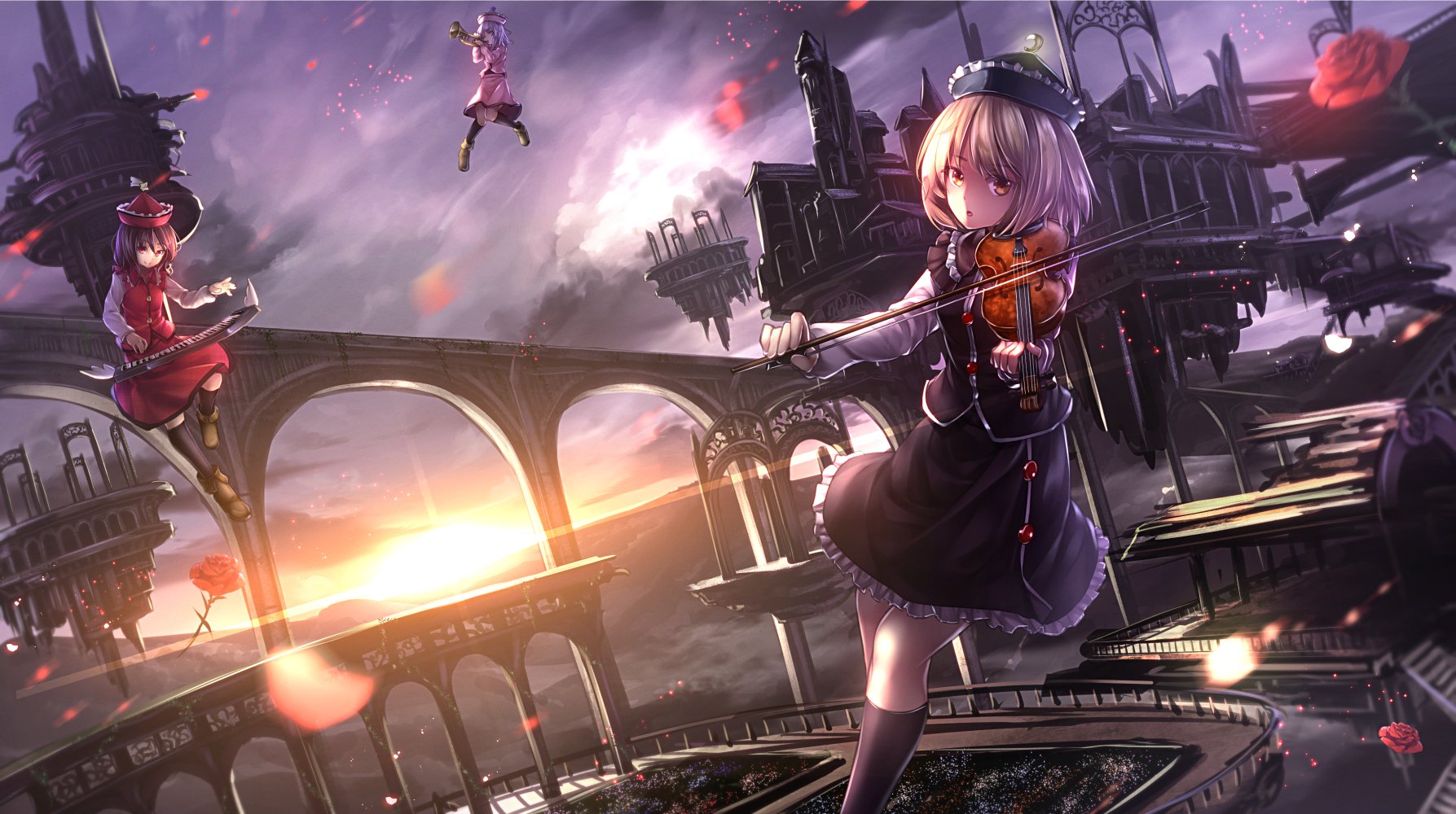 HD Touhou Trio: Merlin, Lyrica & Lunasa Prismriver in Epic Anime Scene ...