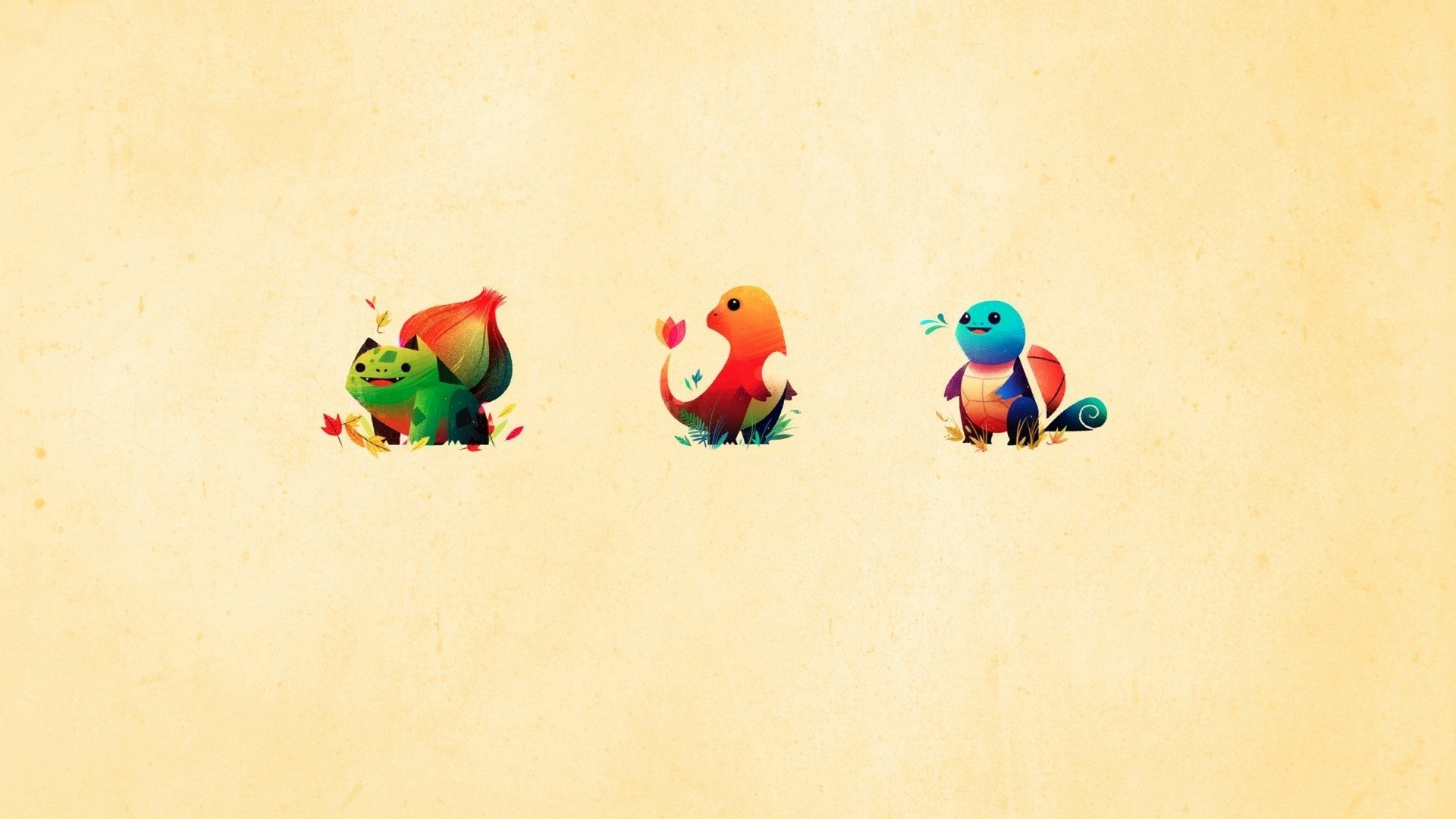 Iconic Starter Pokémon Trio: Bulbasaur, Charmander & Squirtle HD Wallpaper