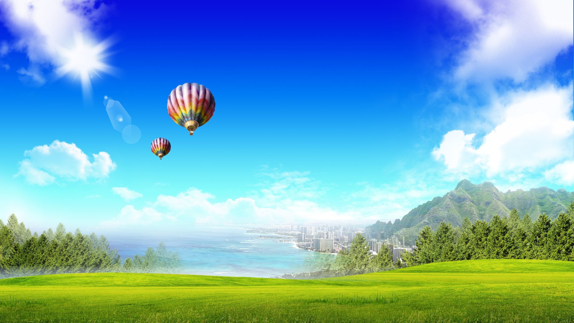 Download Grass Green Fantasy Balloon Artistic Landscape Fantasy ...