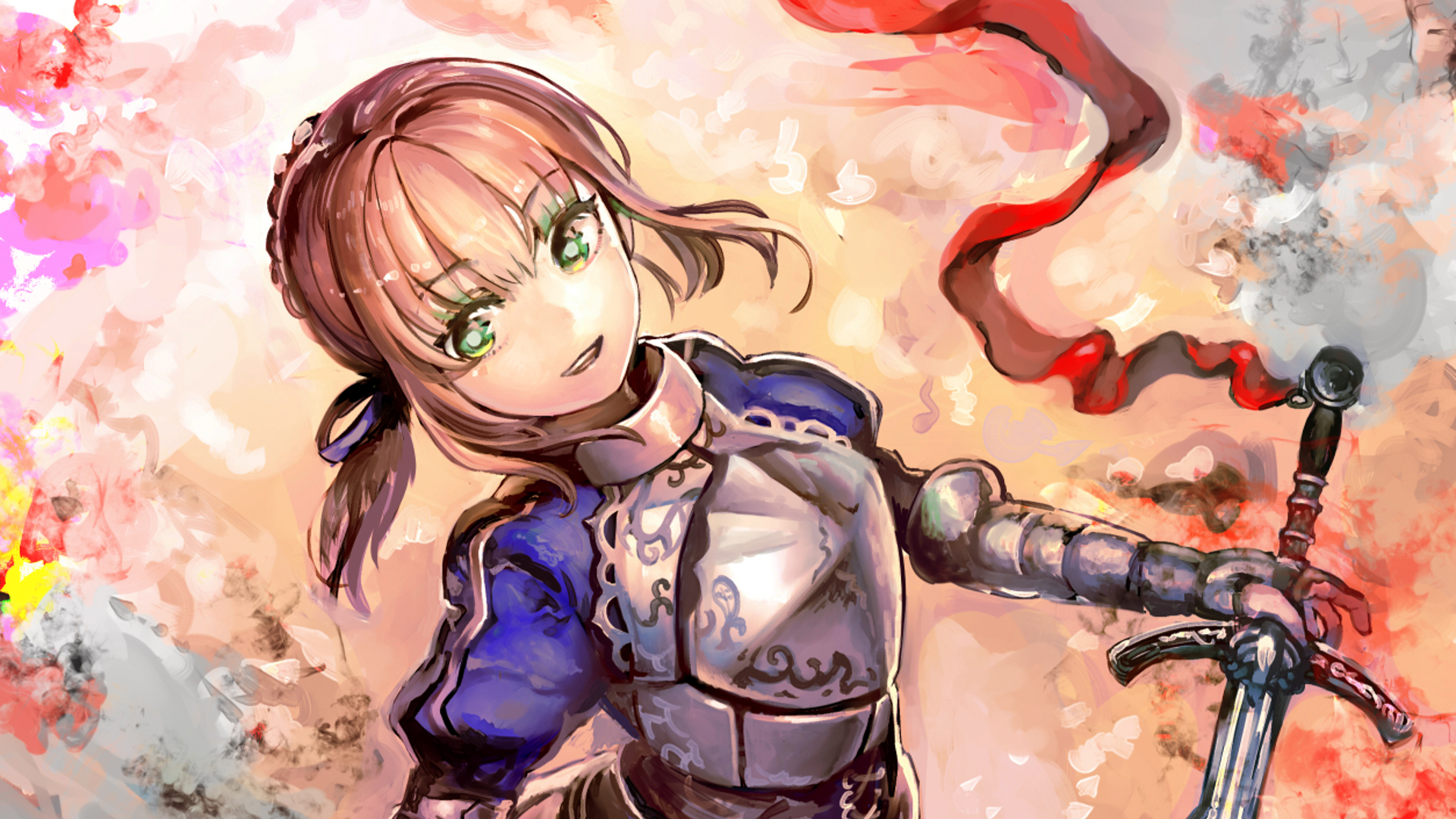Saber's Radiant Smile: HD Fate/Stay Night Armor & Sword Anime Wallpaper ...