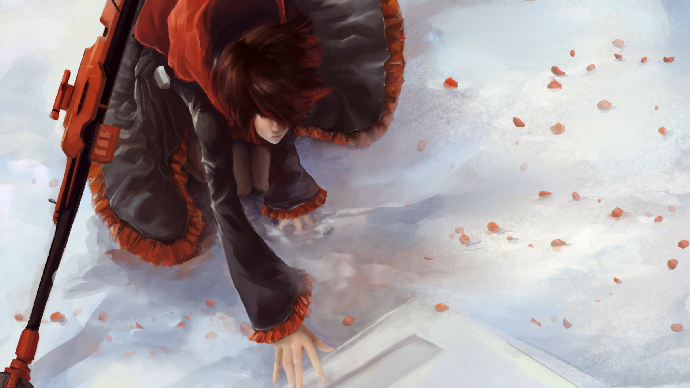 Ruby Rose’s Silent Farewell: Anime Gravestone in Snow HD Wallpaper