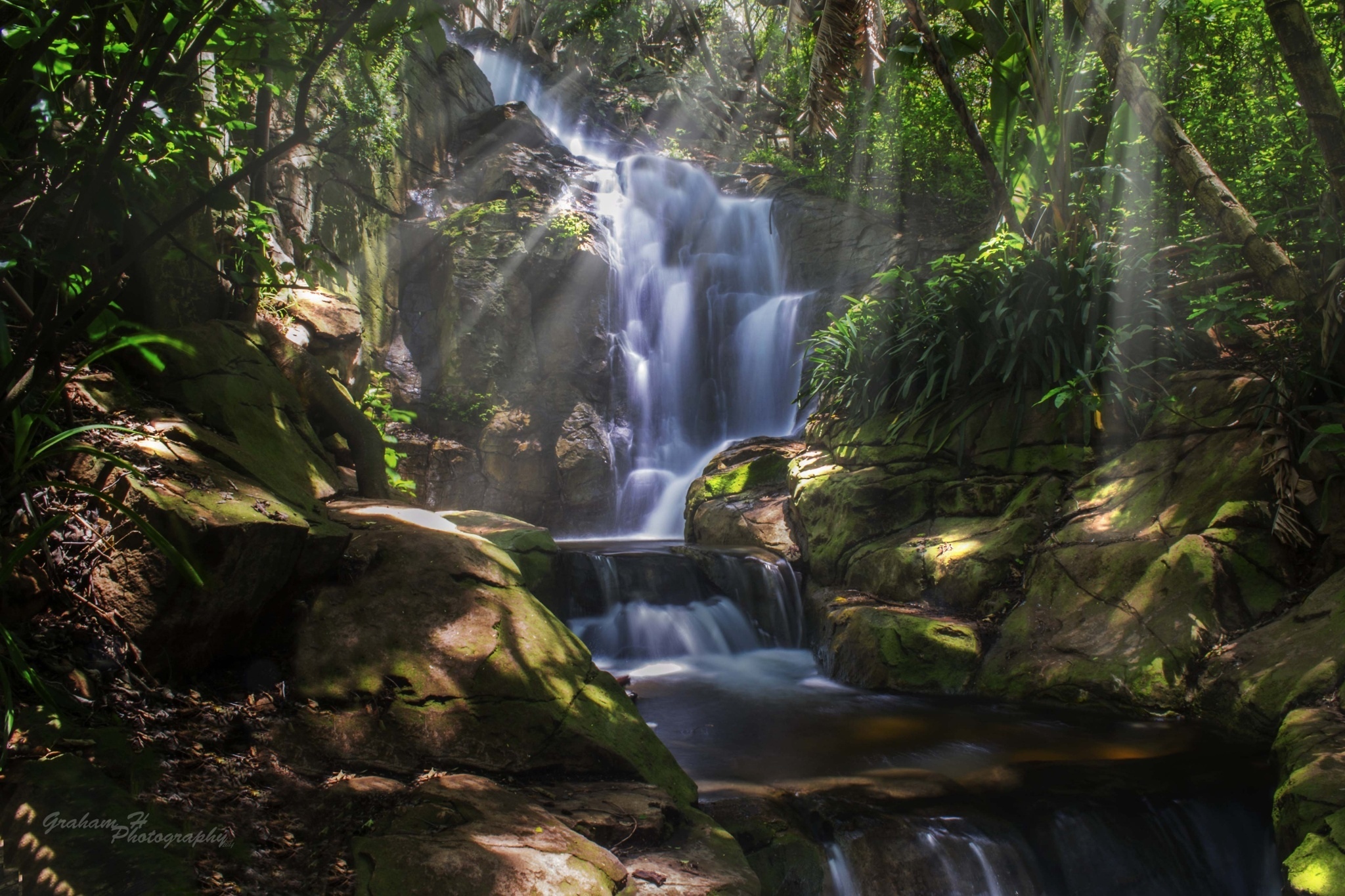 Download Sunbeam Nature Waterfall HD Wallpaper by Graham Hewer