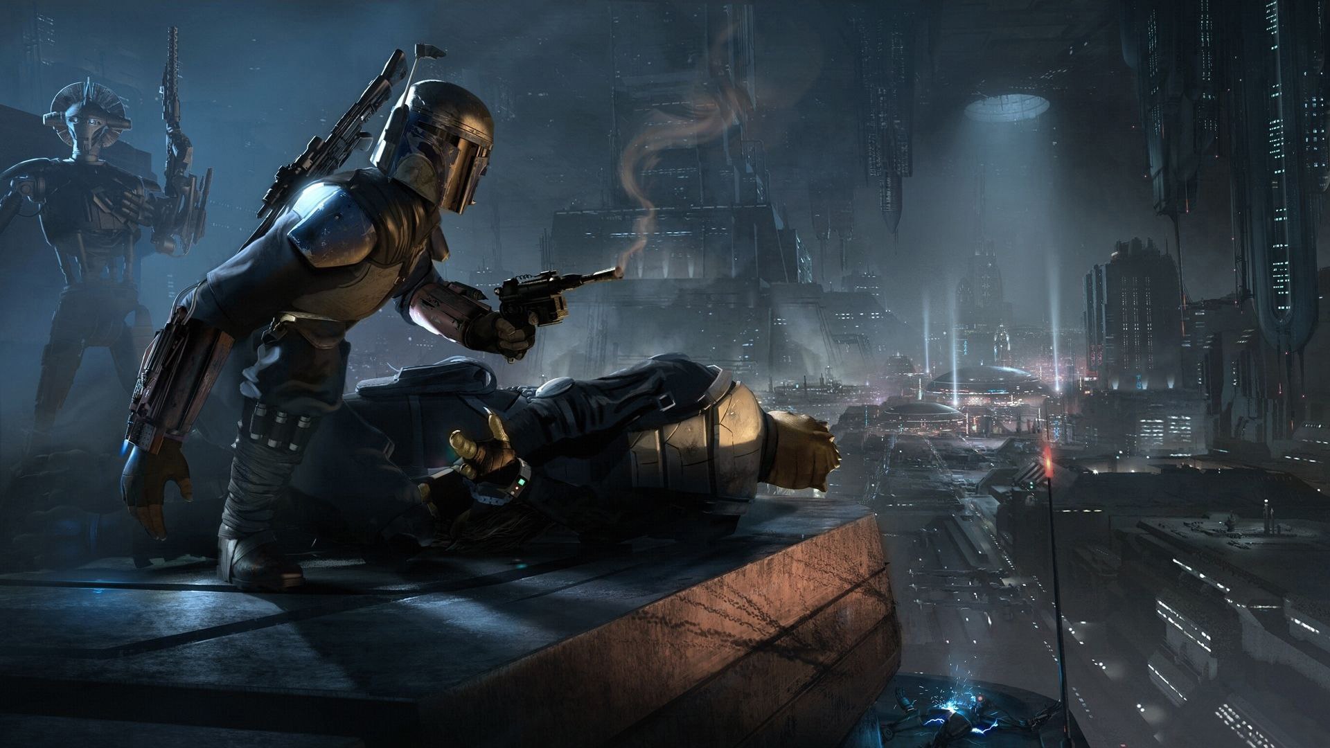 Epic Star Wars Sci-Fi HD Wallpaper: A Battle in the Shadows