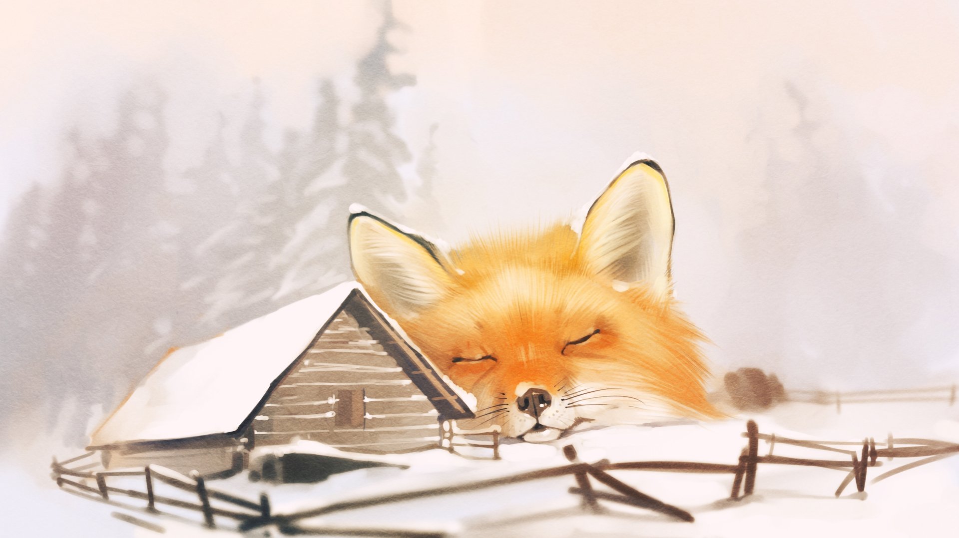 Cozy Fox in Winter: A Stunning HD Wallpaper