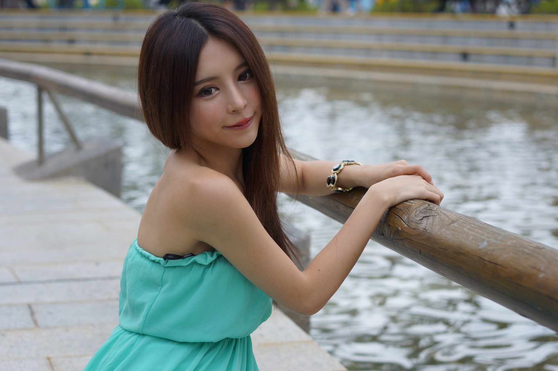 Download Hong Kong Water Dress Bracelet Portrait Smile Taiwanese Asian Model Julie Chang Woman ...