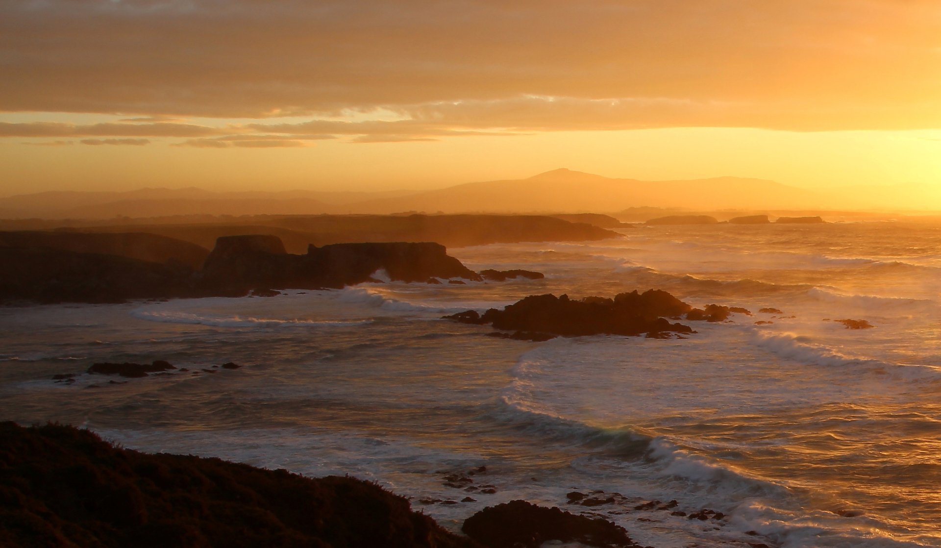 Tide Sunset Waves Wallpaper