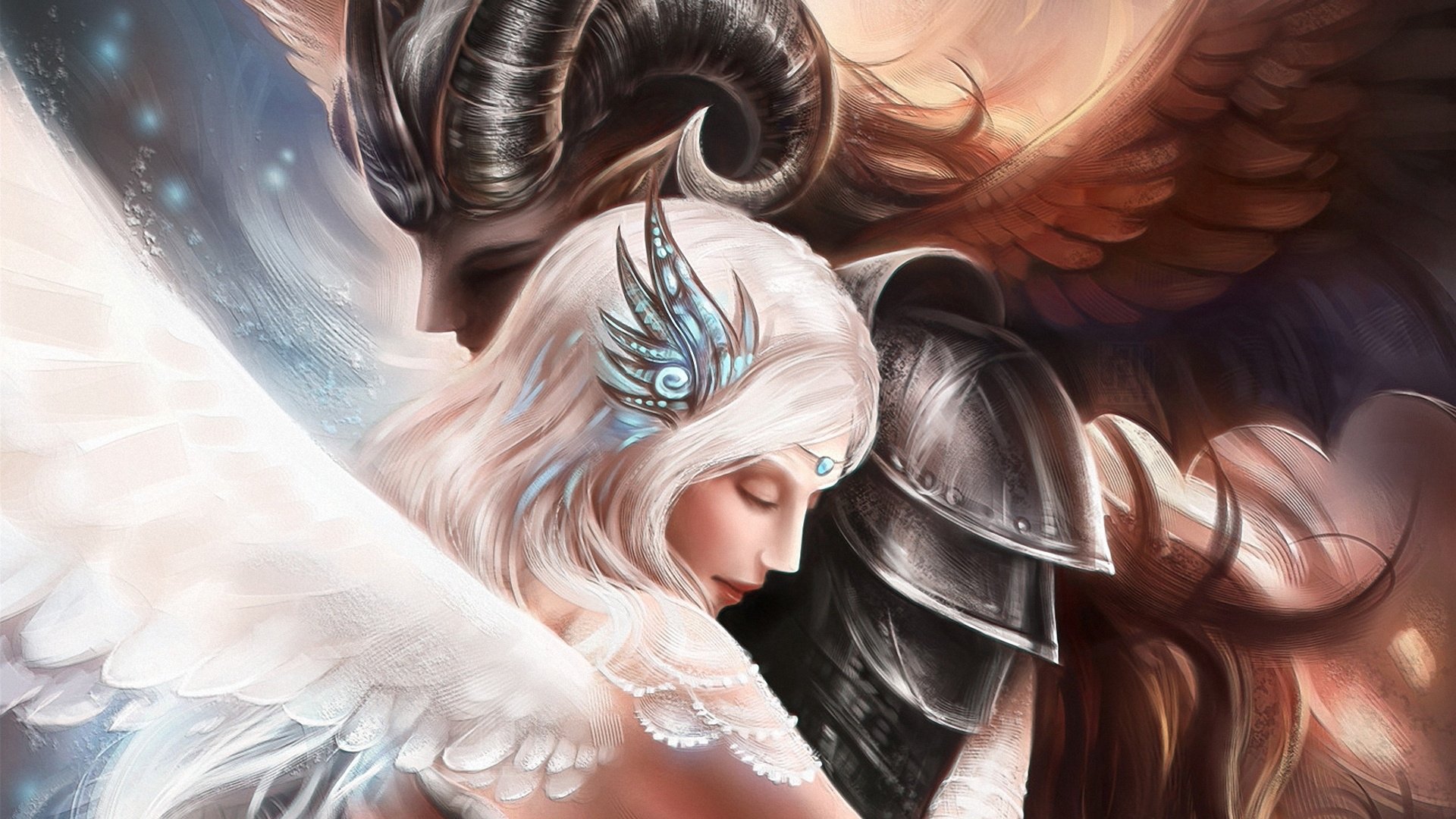 Fantasy Love: HD Wallpaper of Wings and Horns