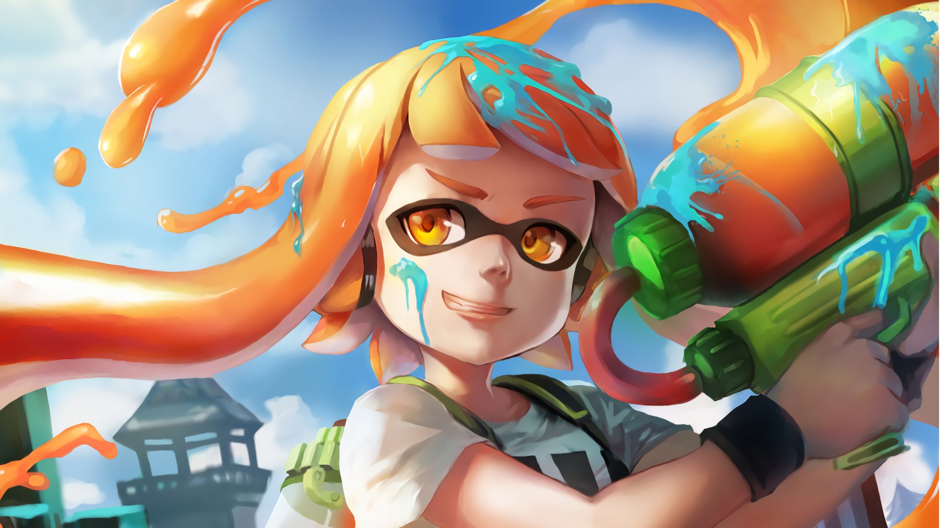 Splatoon Splash: Vibrant HD Video Game Wallpaper by VengarlSolarBlade
