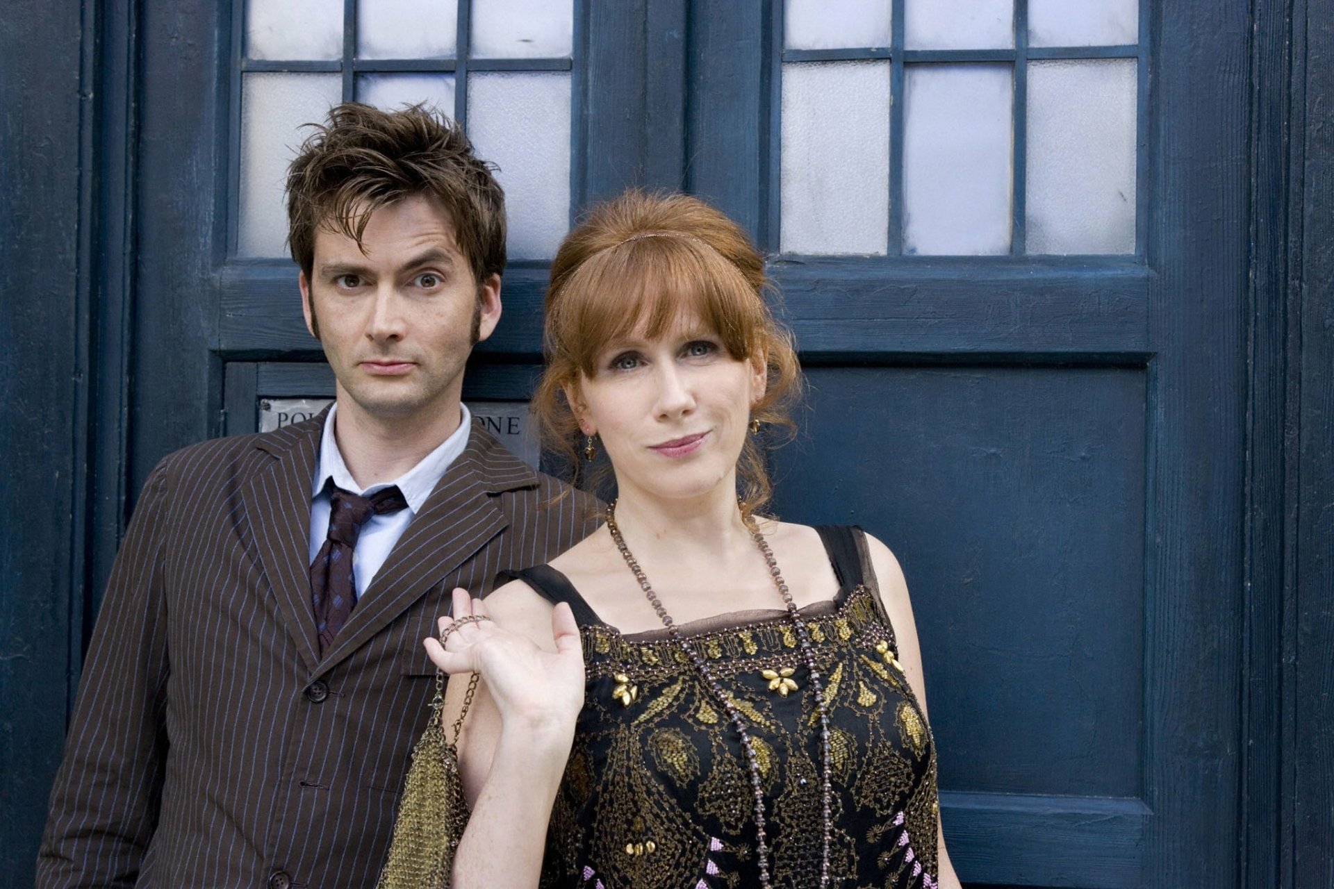 Doctor Who (2005) HD Wallpaper: Iconic Duo by the TARDIS