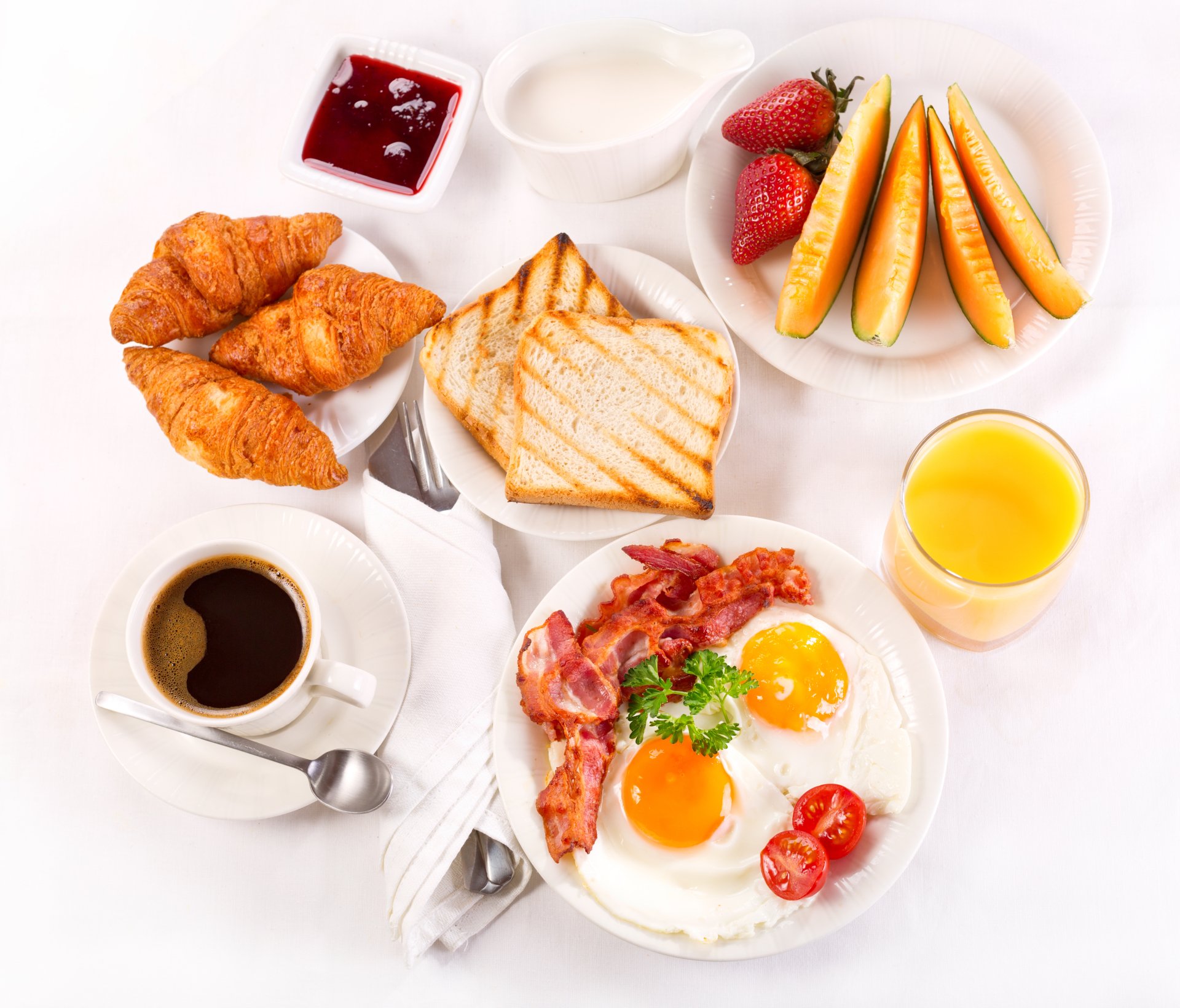 Ultimate 4K Breakfast Feast: Bacon, Eggs, Toast, Croissants & Fresh ...
