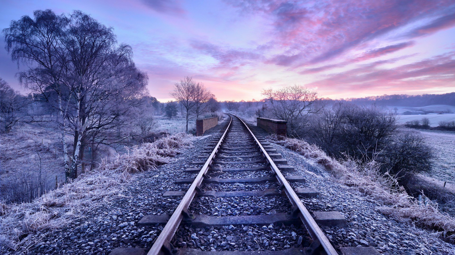 Frozen Tracks: A Stunning HD View of Man-Made Railroad at Dawn ...