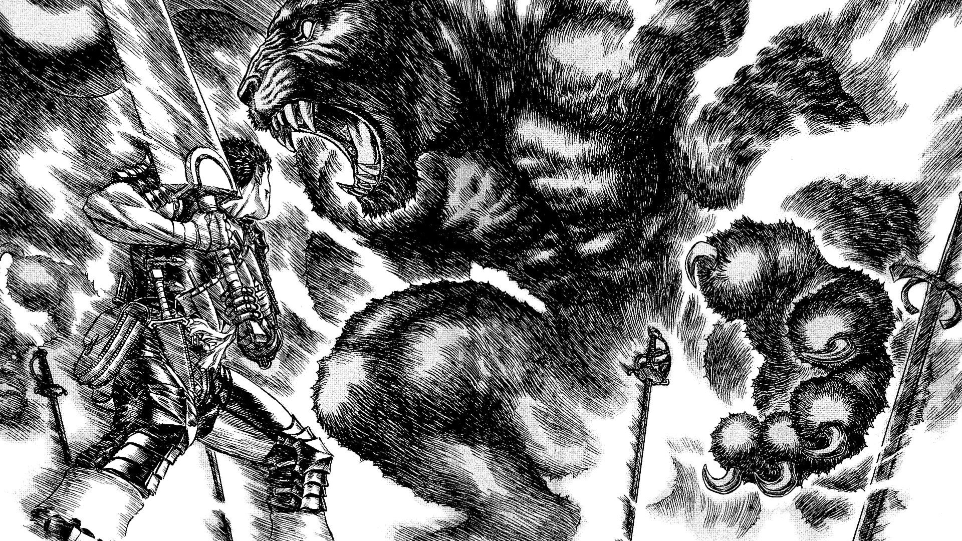 Guts vs Beast: Epic HD Wallpaper from Berserk Anime