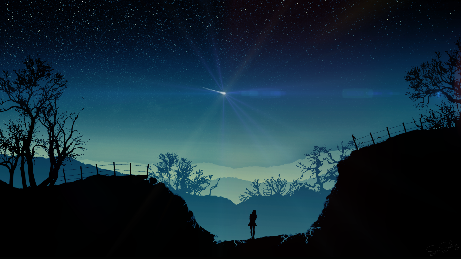 Artistic Nightscape: HD Landscape Wallpaper