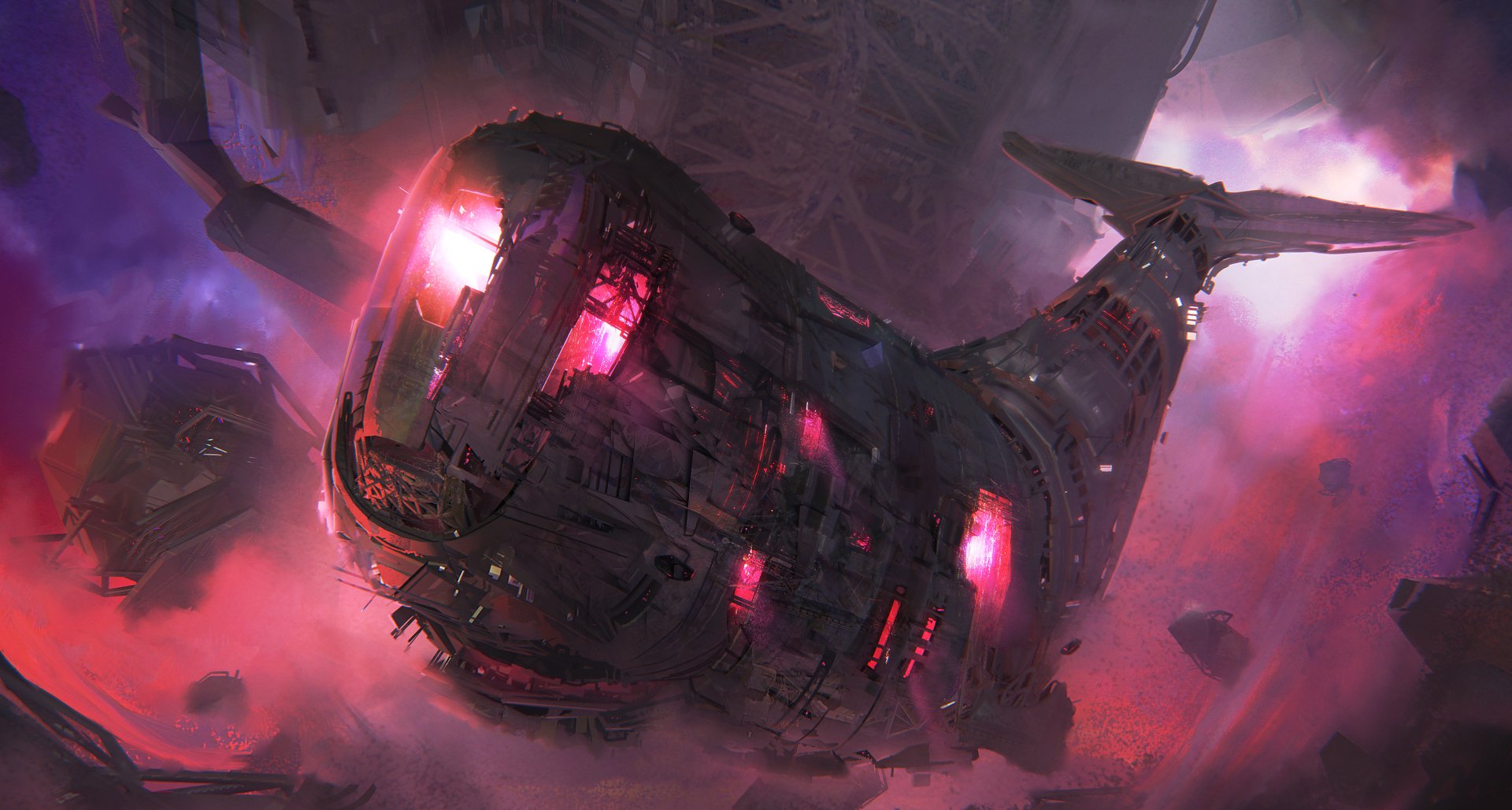 Cosmic Odyssey: Stunning Sci-Fi Spaceship HD Wallpaper by Leon Tukker
