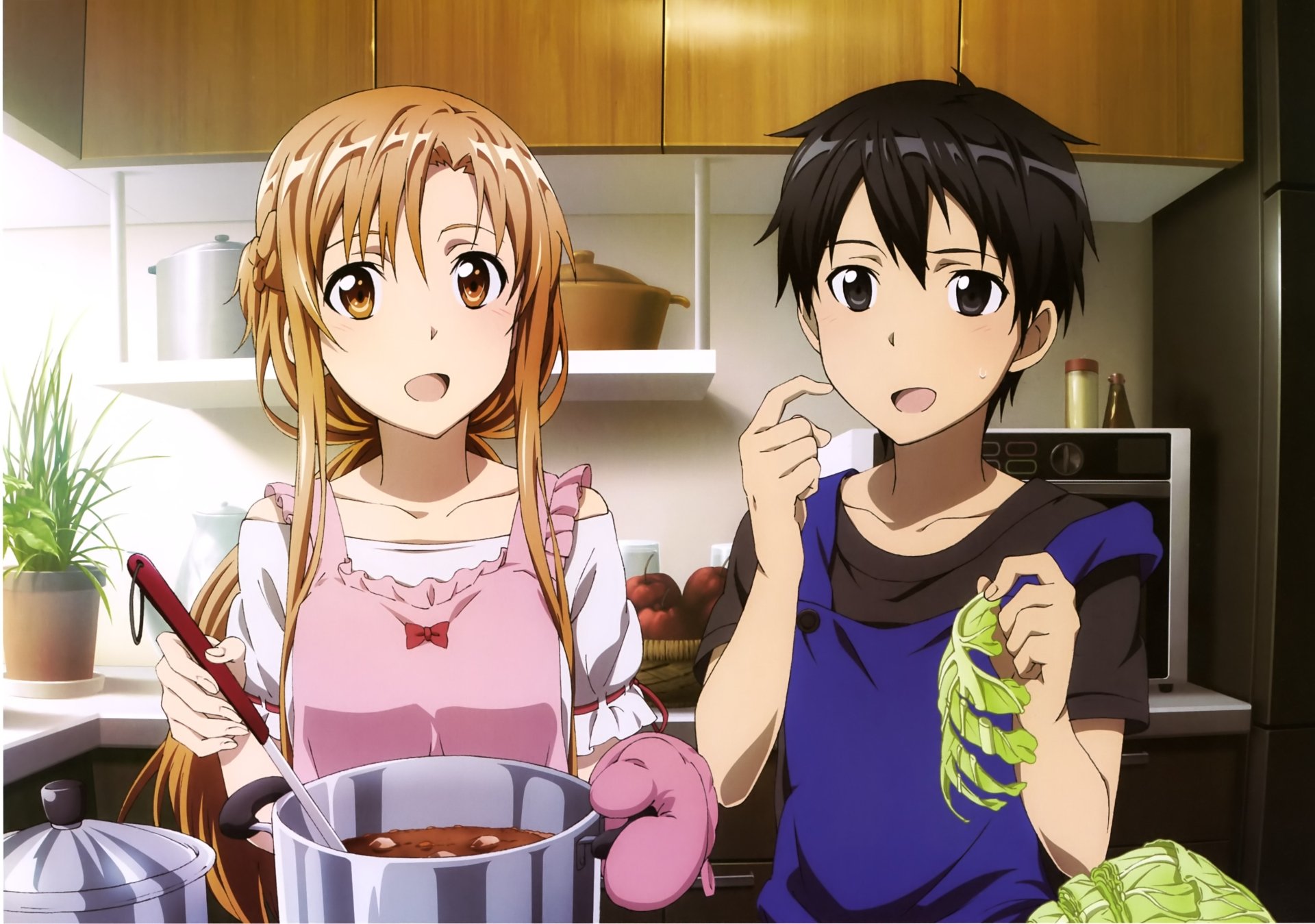 Cooking Together: Kazuto and Asuna HD Wallpaper from Sword Art Online ...