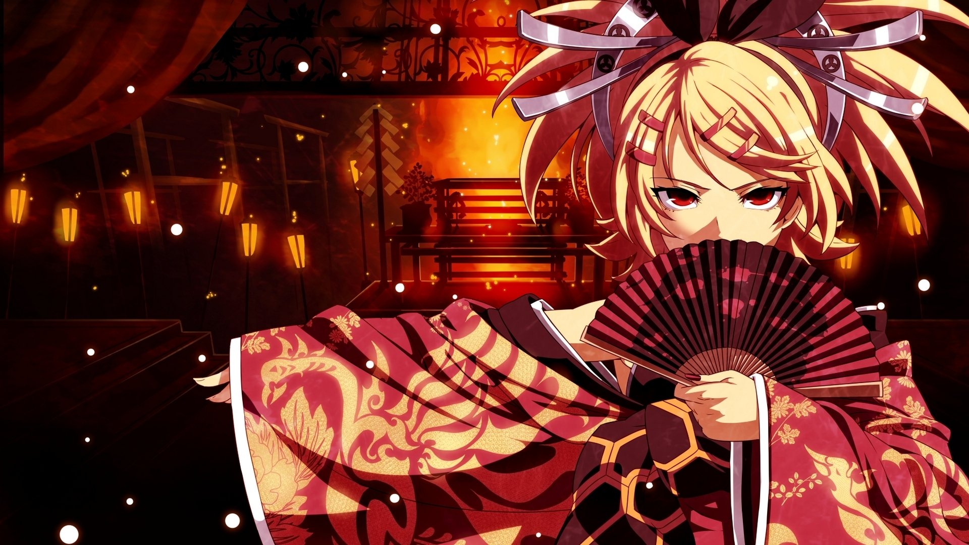 Vibrant Rin Kagamine HD Wallpaper: Anime Elegance in Kimono by Tasaka ...