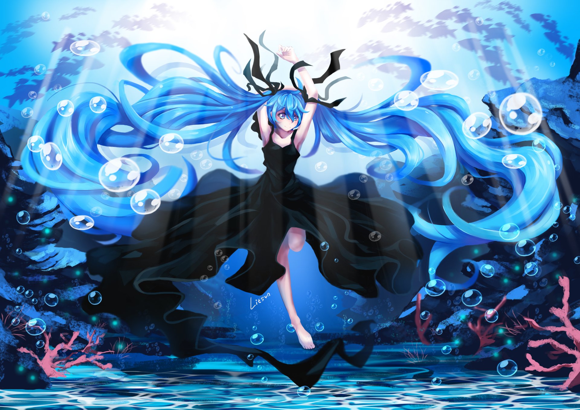Download Dark Hatsune Miku Anime Vocaloid Dark Anime HD Wallpaper by litsvn