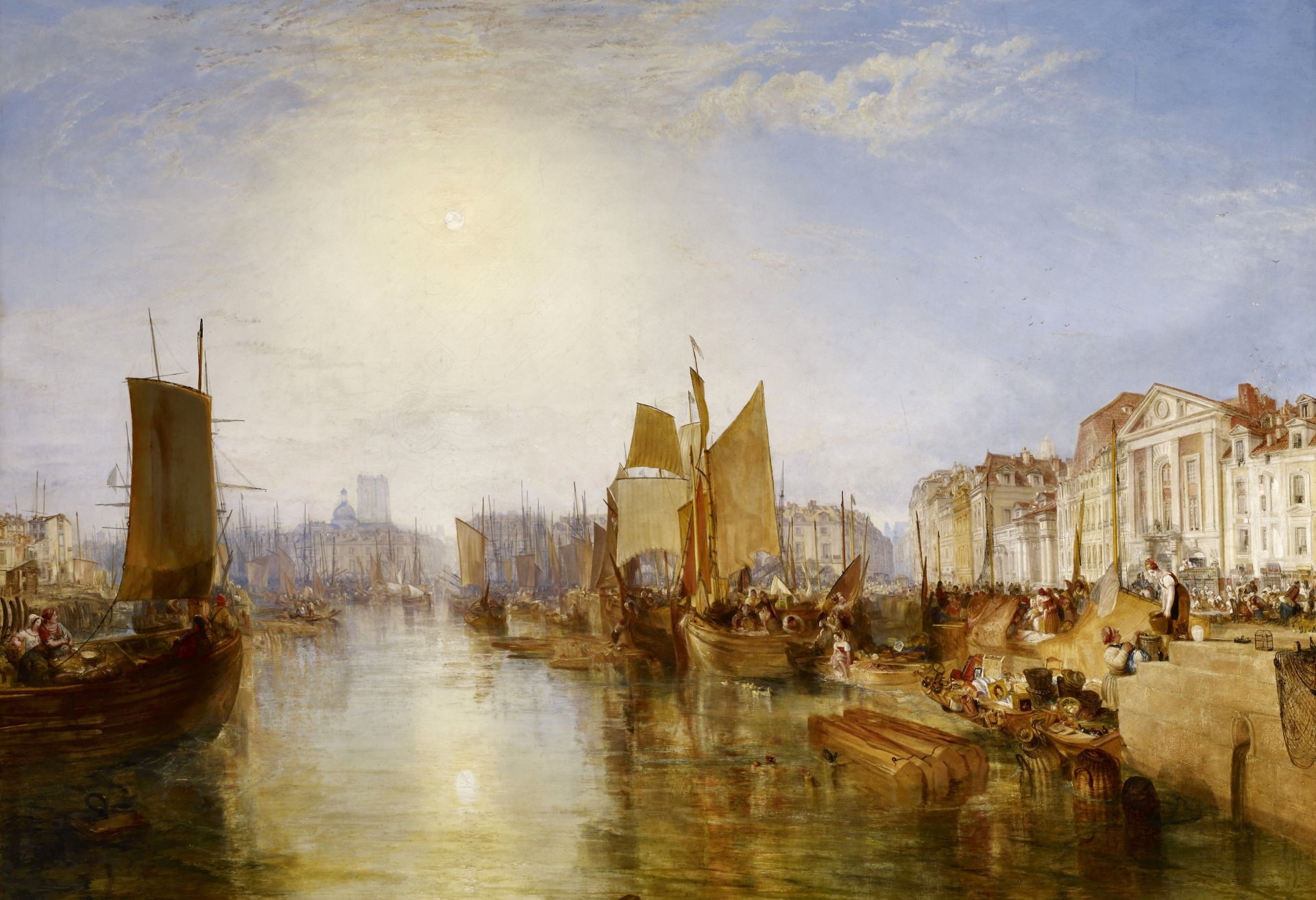 City Harbor Serenity: Artistic River Life in HD by J. M. W. Turner