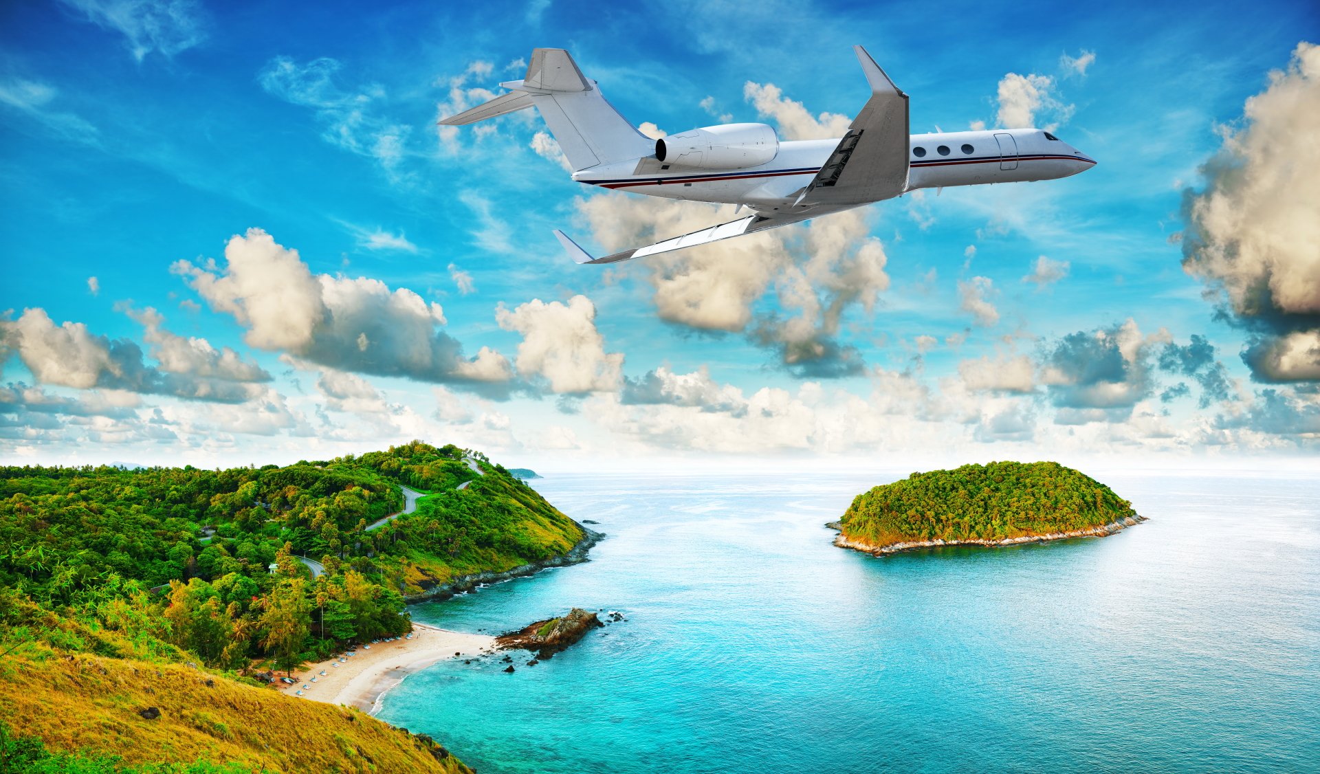 Tropical Jet Flight Over Bora Bora 4K Ultra HD Wallpaper 6000x3520