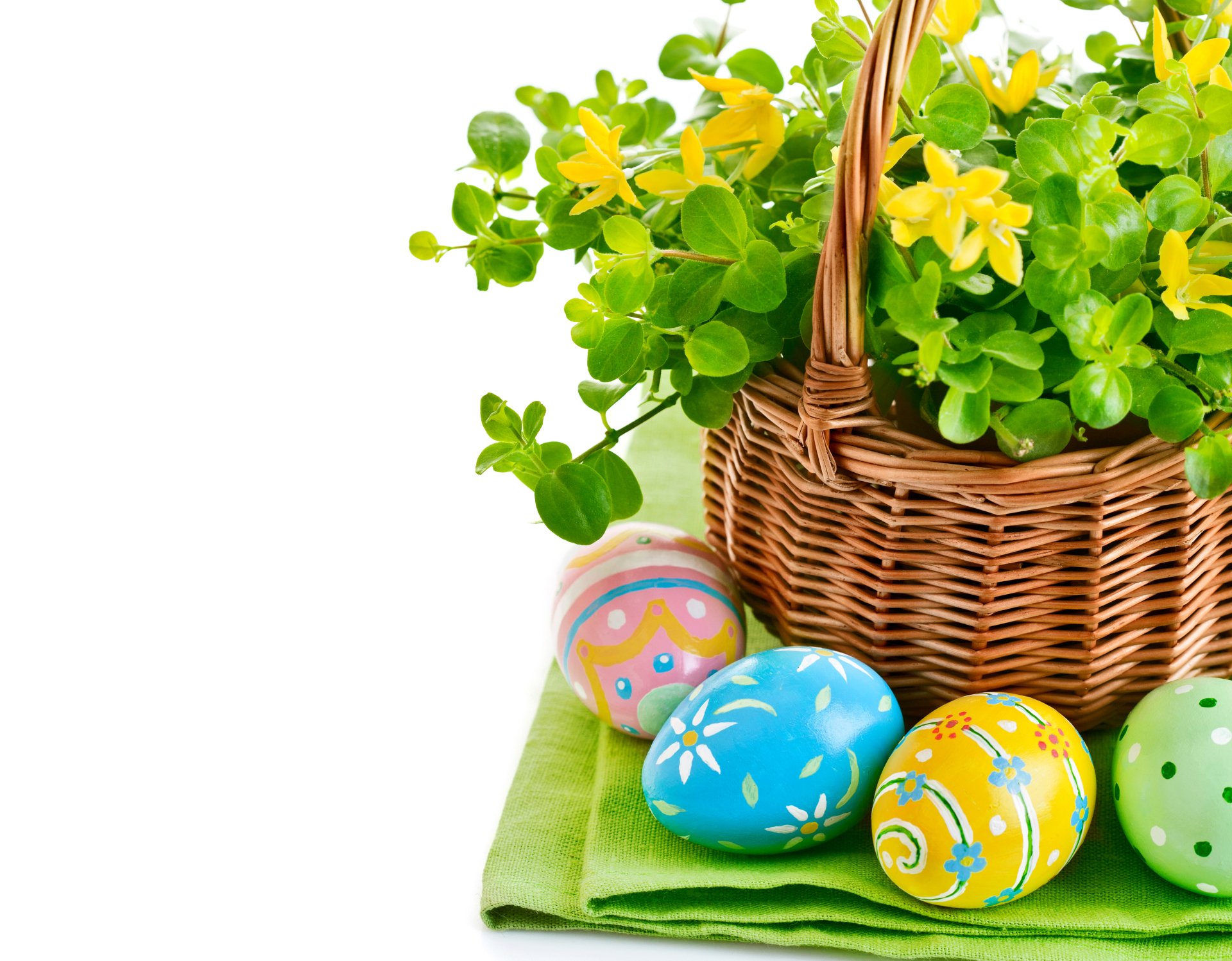 Vibrant Easter Eggs & Blossoms Basket | 4K Ultra HD Holiday Wallpaper ...