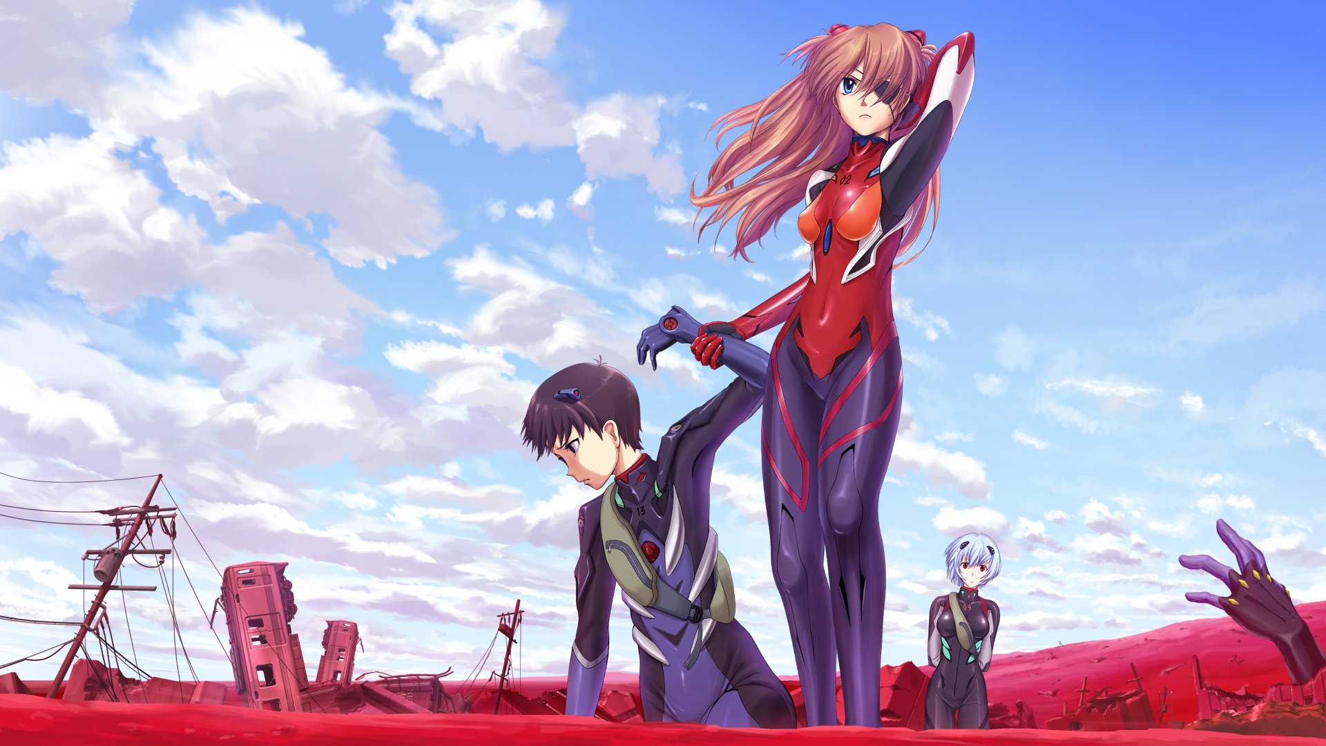 Evangelion: 3.0 Ultra HD Wallpaper Featuring Shinji, Rei, and Asuka by ...