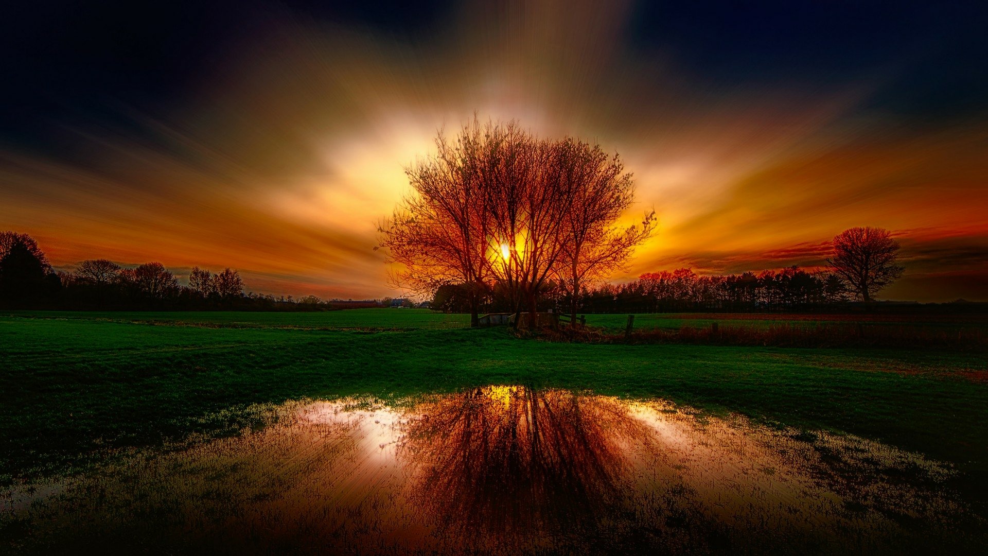 Serene Sunset Reflection: A Nature-Inspired HD Wallpaper