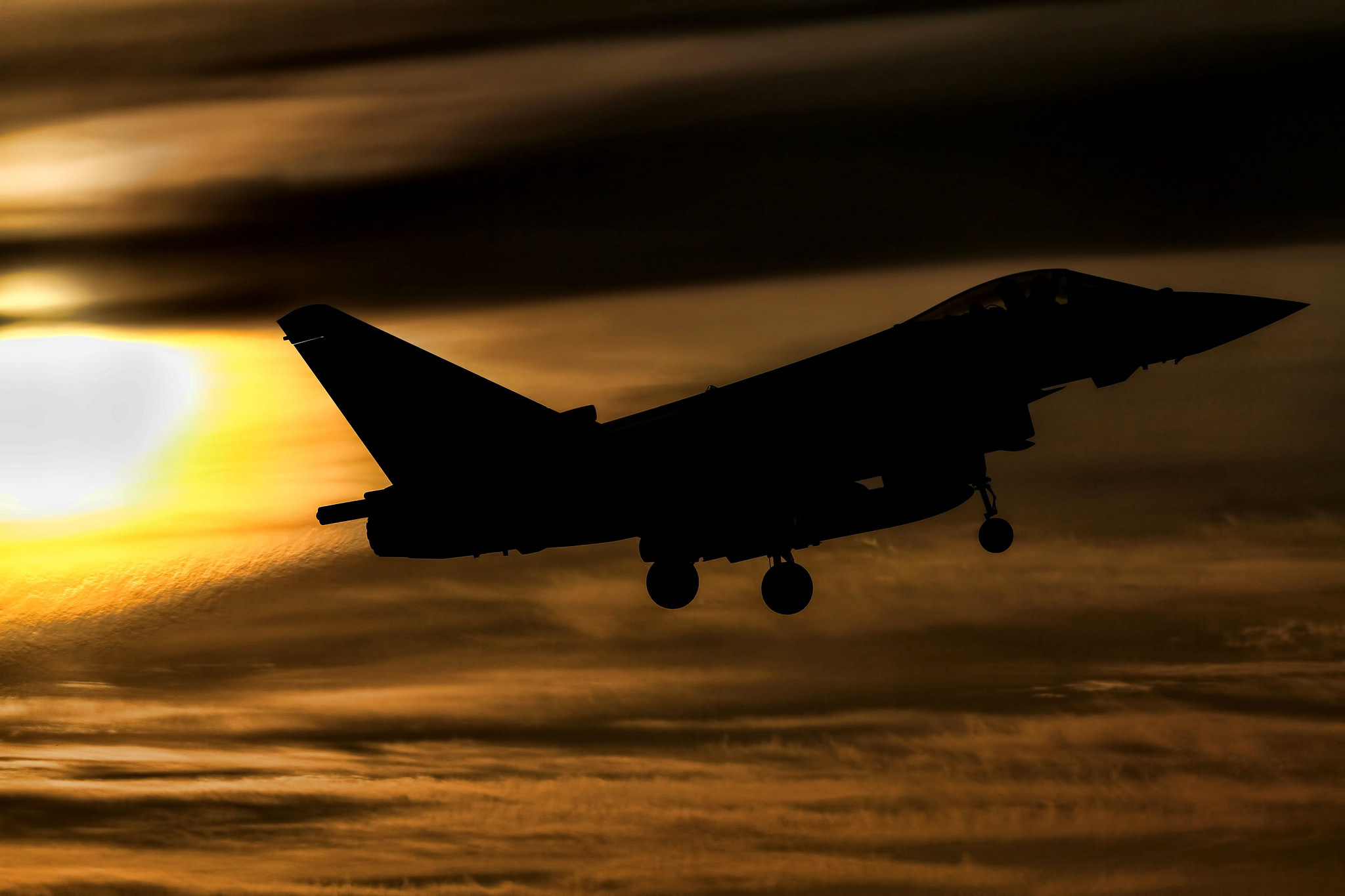 Download Warplane Aircraft Jet Fighter Silhouette Night Military Eurofighter Typhoon HD Wallpaper