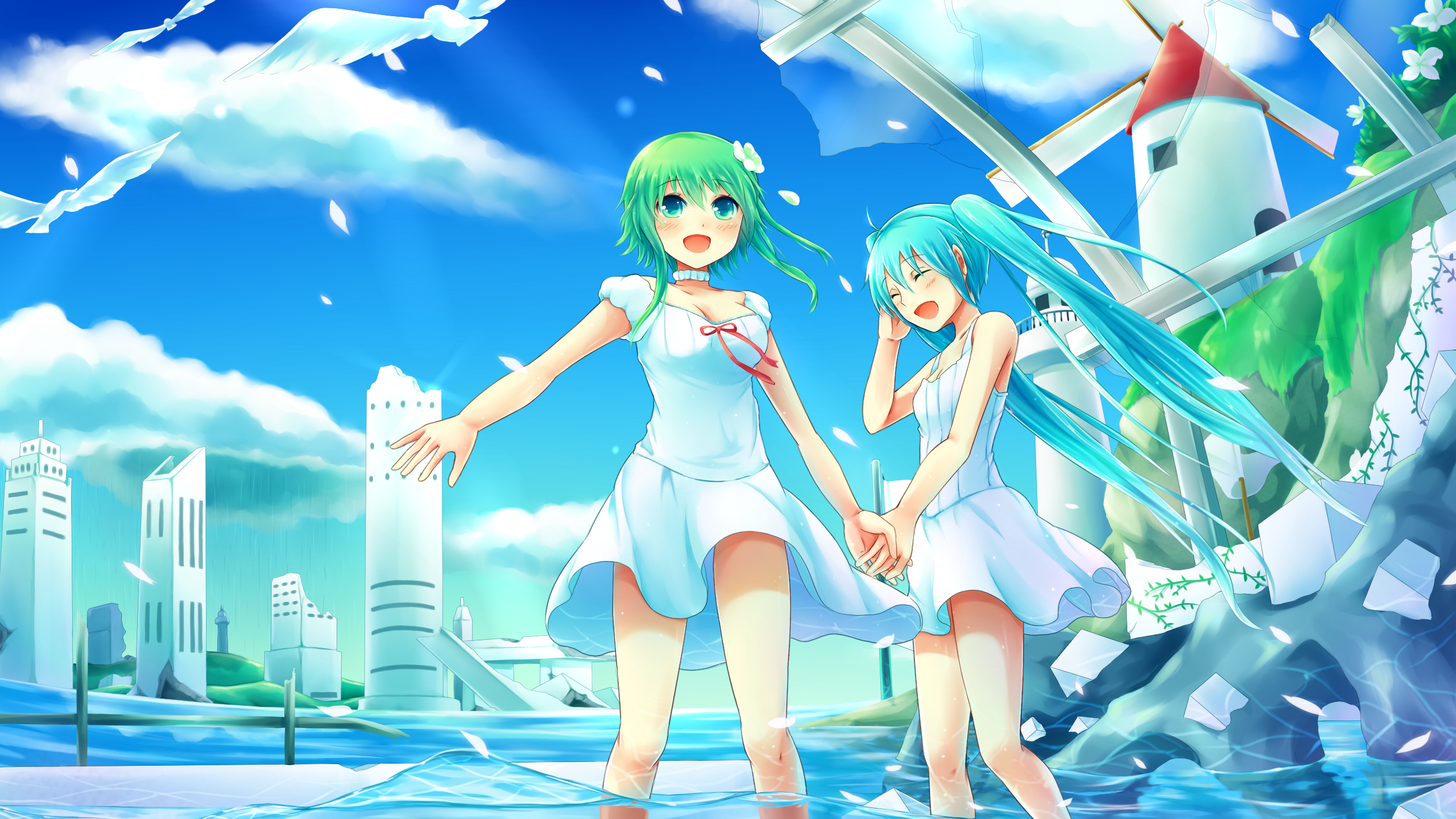 Vocaloid Duo: GUMI & Hatsune Miku HD Wallpaper by 宇都宮