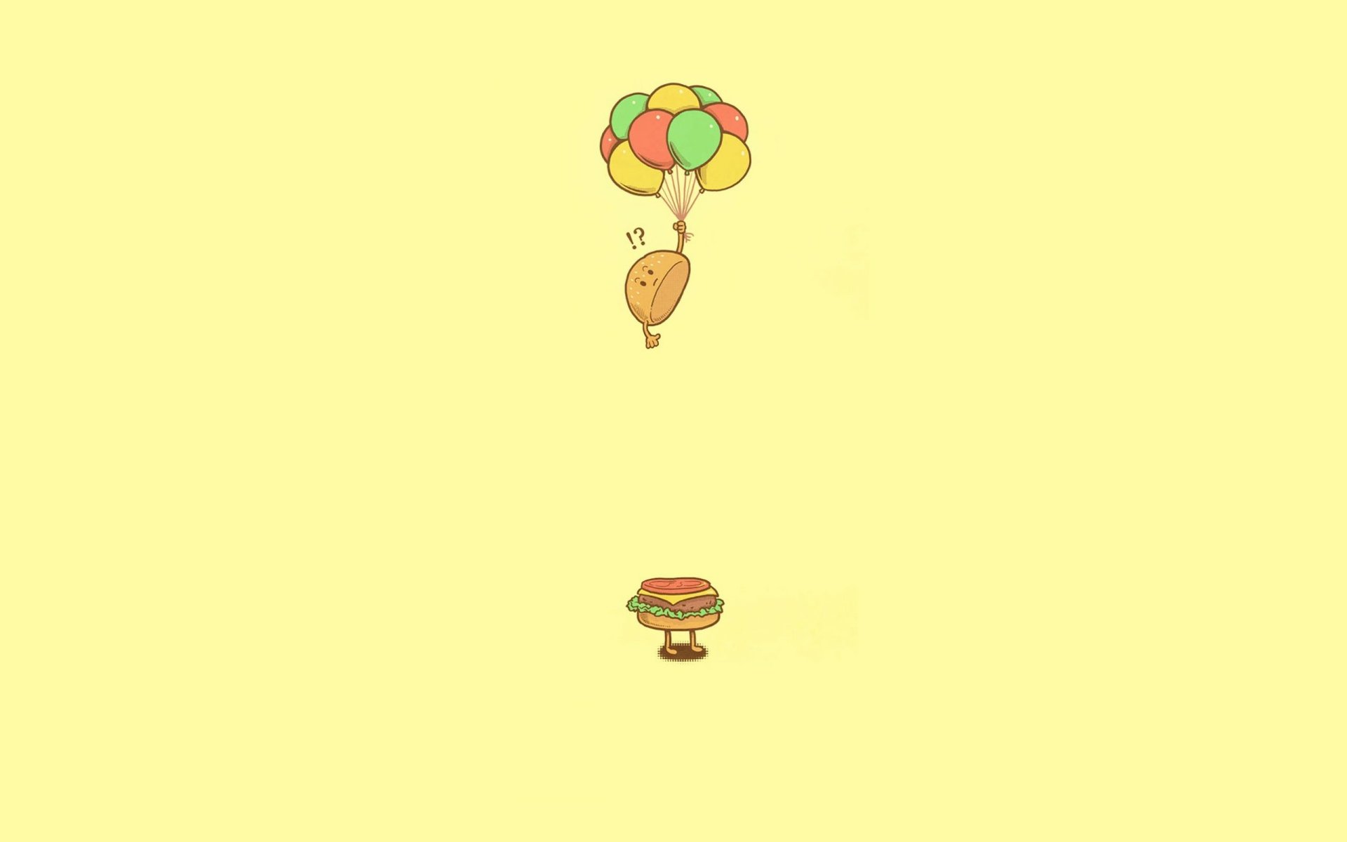 Download Flying Minimalist Burger Funny Food HD Wallpaper