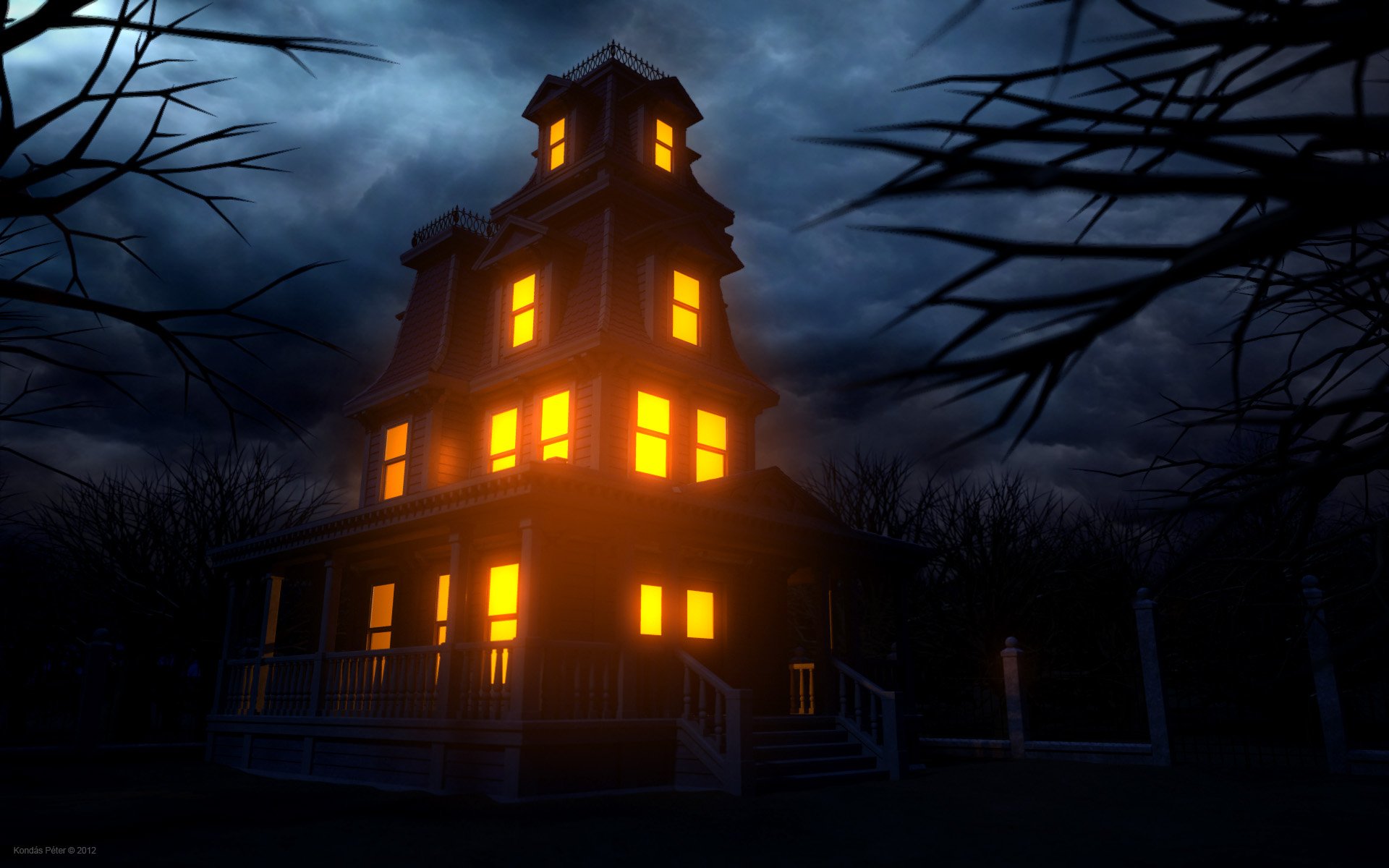 Download Light Window Night Dark Man Made Fantasy House Dark Fantasy HD ...