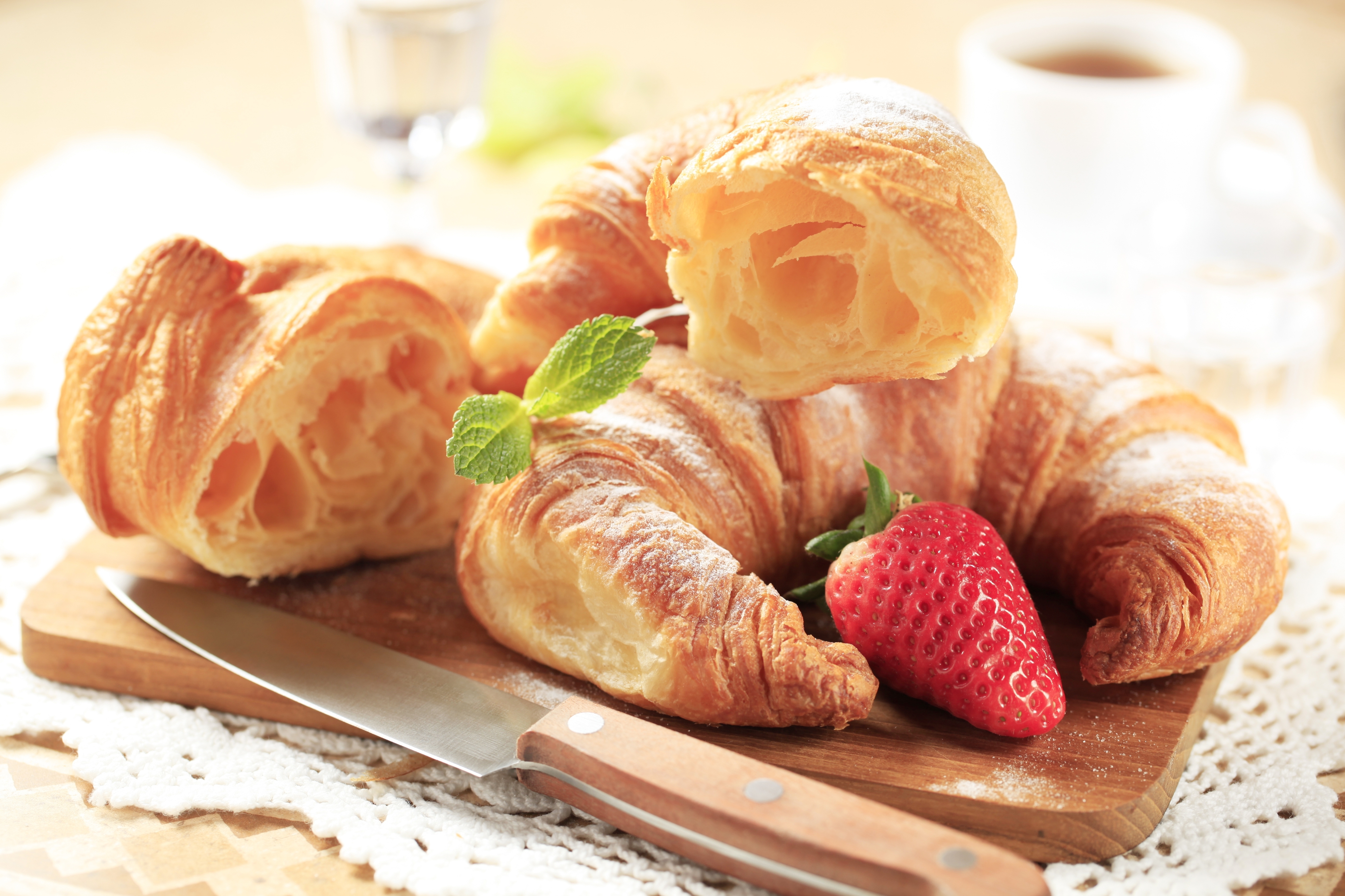 Download Breakfast Food Croissant HD Wallpaper
