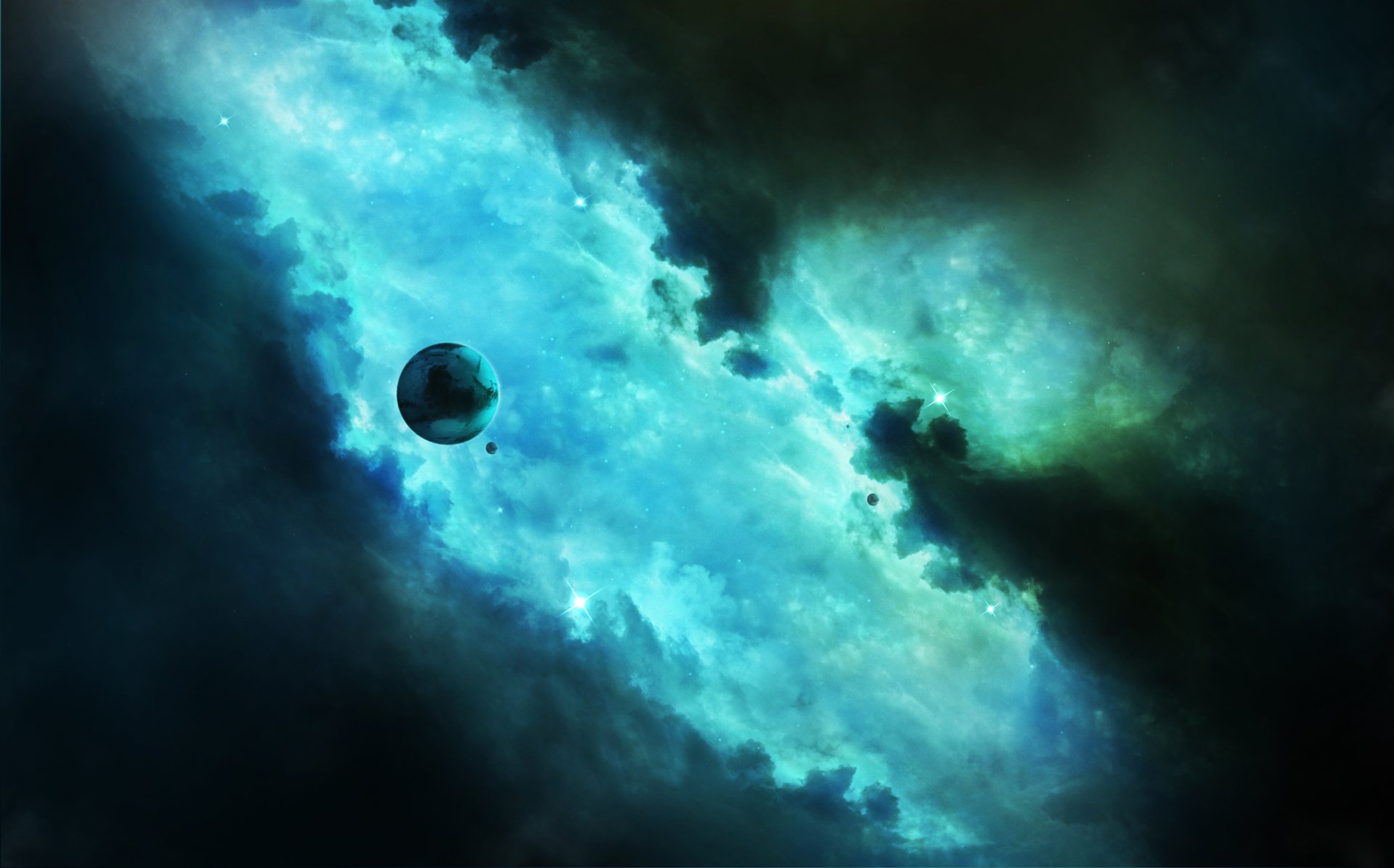 Blue Planet in Space - Stunning HD Sci-Fi Wallpaper