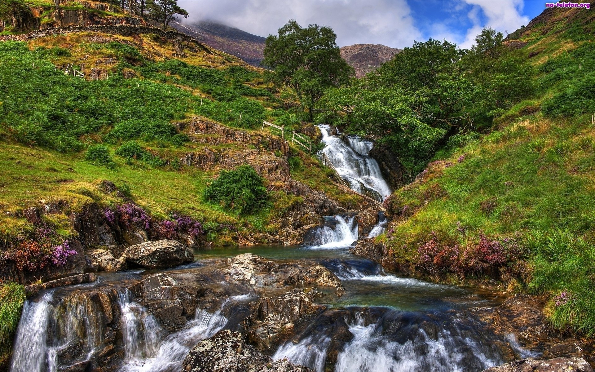 Water Cascading Down the Mountain