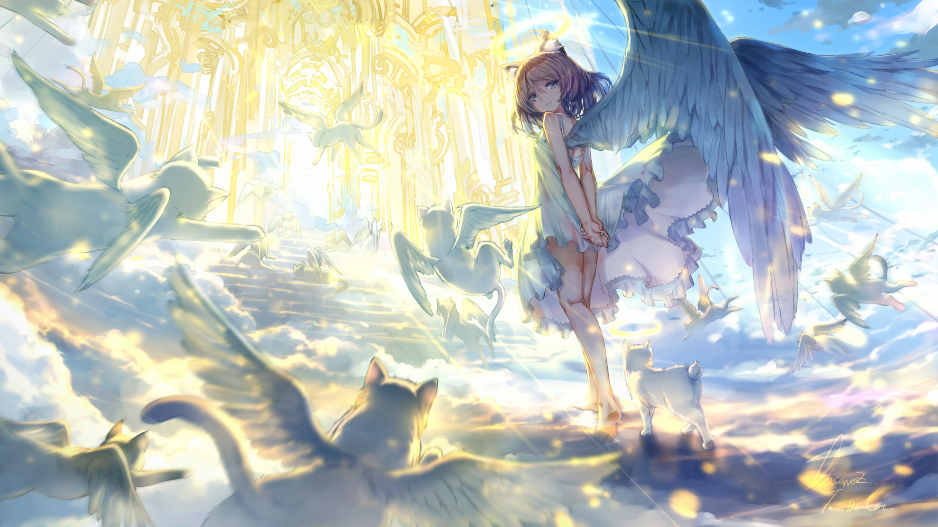 Heavenly Anime Angel HD Wallpaper by observerZ